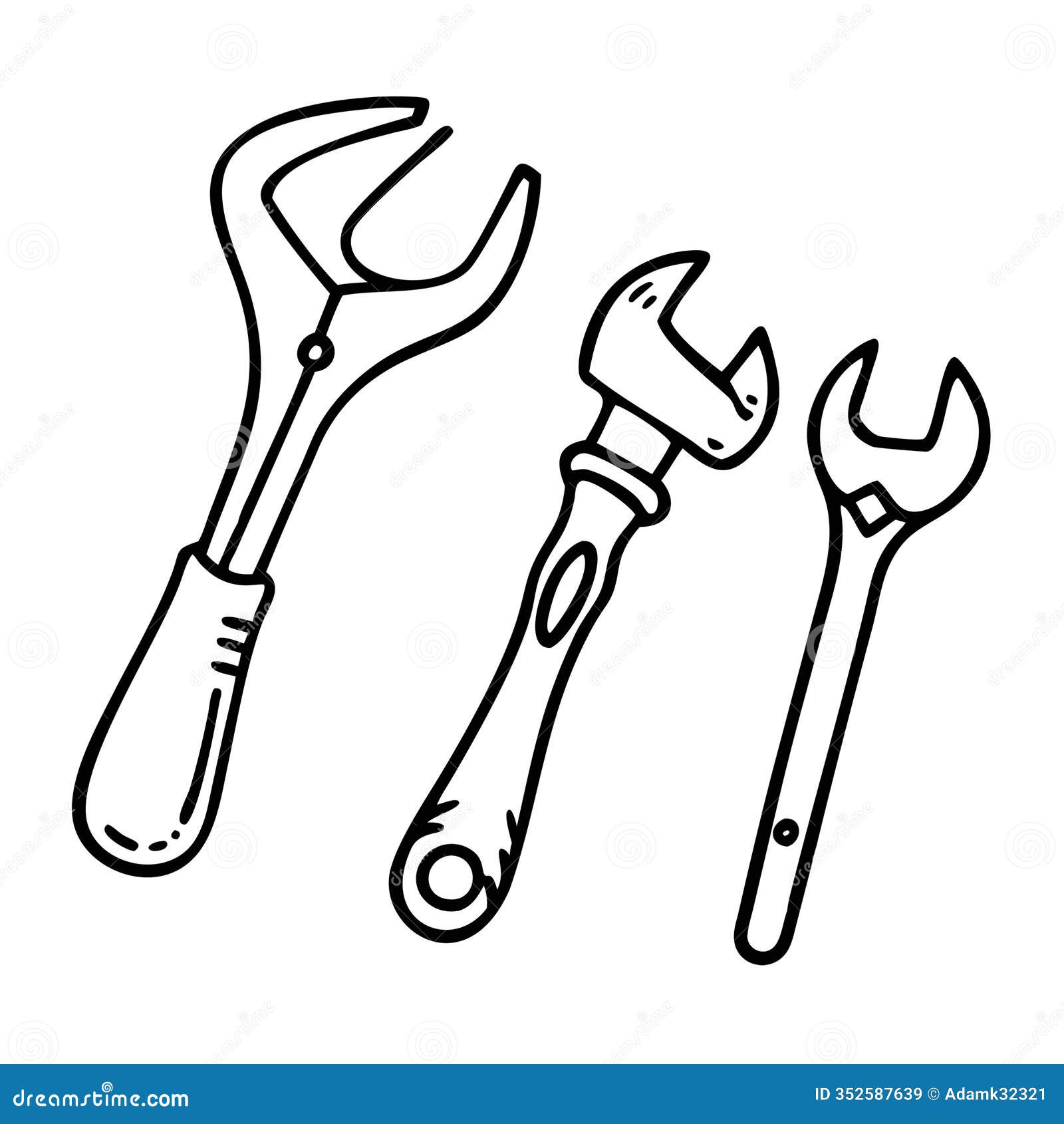 Hand Drawn Vector Illustration of Wrenches and Pliers for DIY and ...