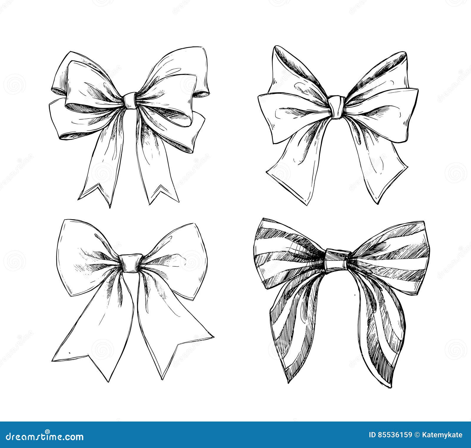 Hand Drawn Vector Illustrations. Different Types of Bows. Perfect for ...
