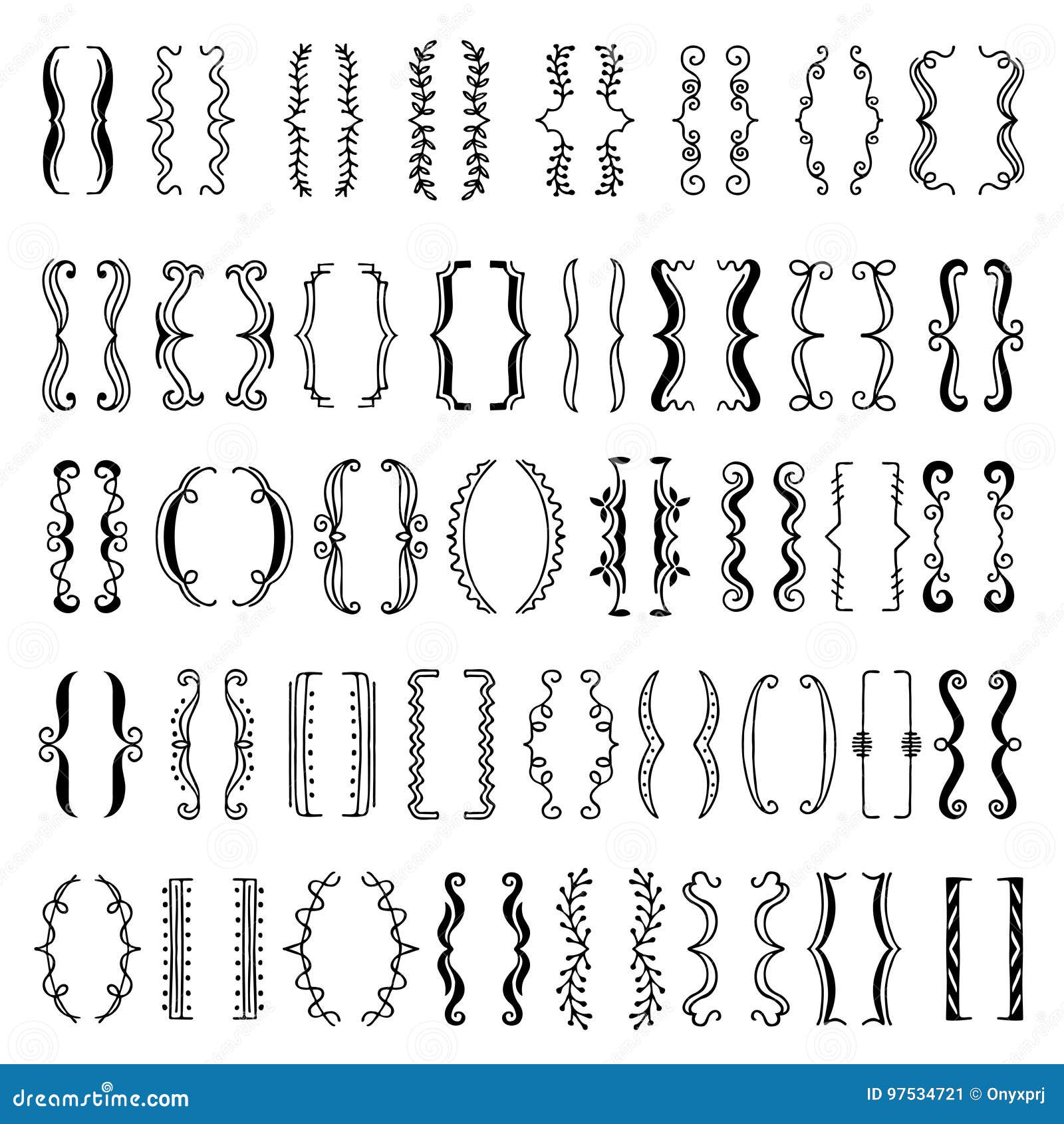 Hand Drawn Vector Illustrations of Square Brackets in Different Styles ...