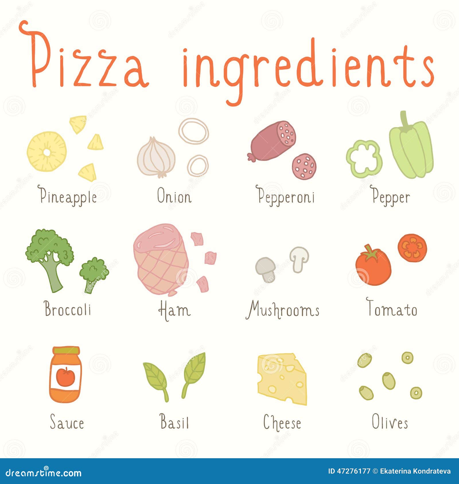 Hand Drawn Vector Ingredients. Stock Vector - Illustration of green ...