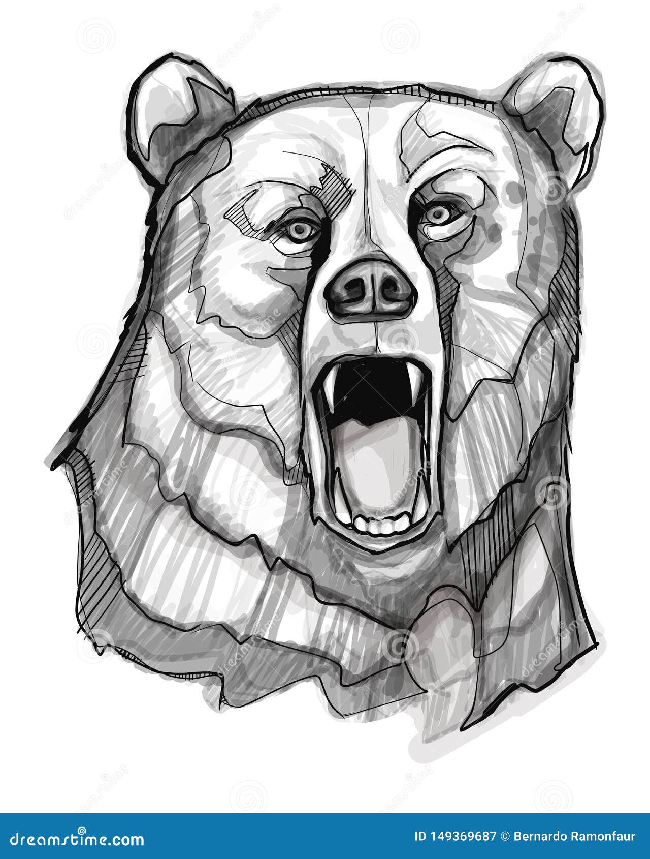 Bear Ink Digital Vector Illustration Stock Vector - Illustration of ...