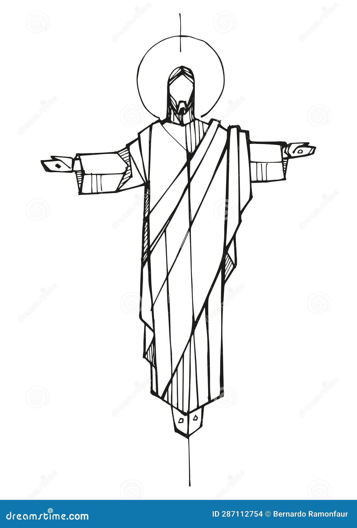 Hand Drawn Illustration of Risen Jesus Stock Vector - Illustration of ...