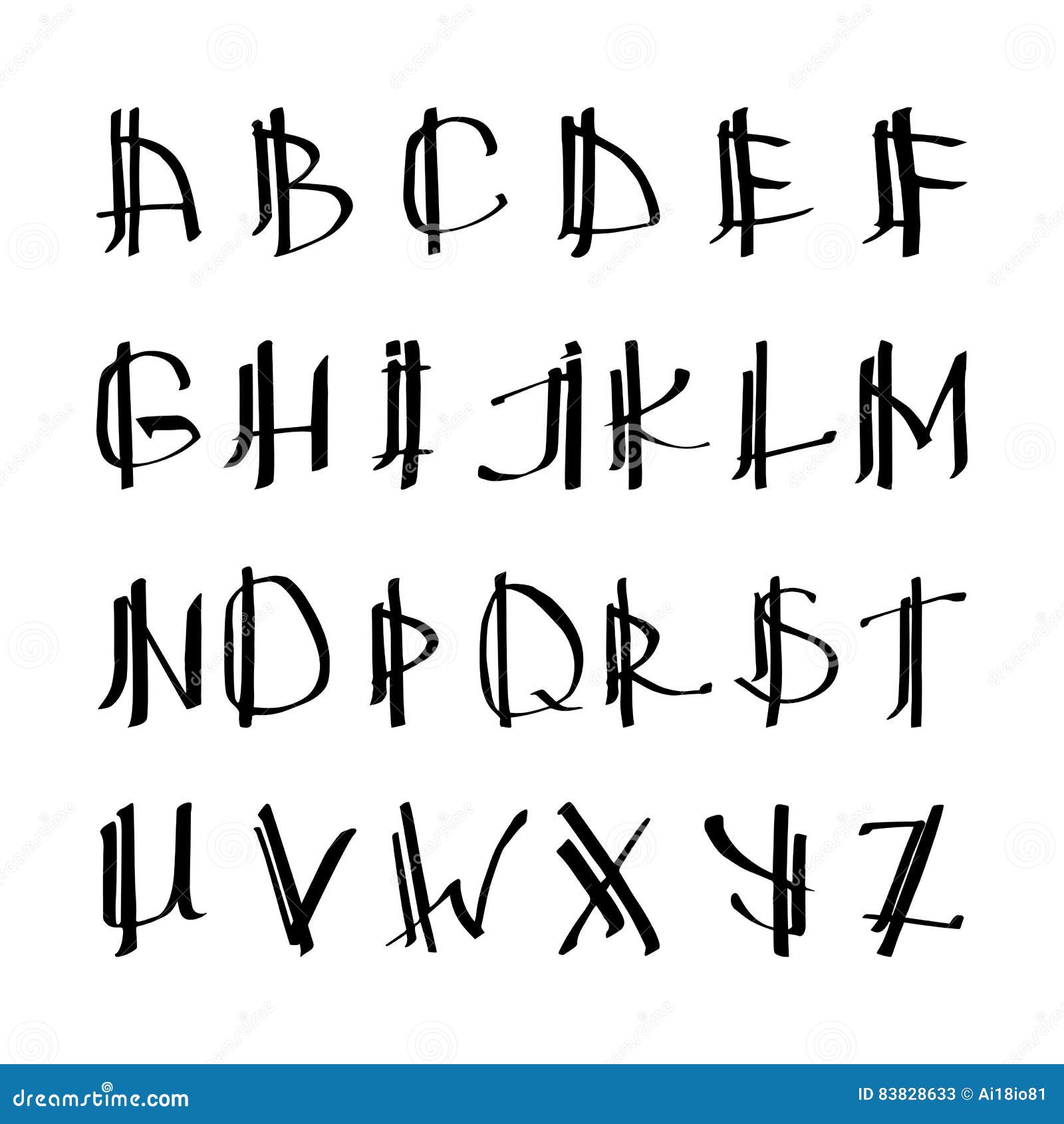 Hand Drawn Vector Letters of Latin Alphabet Stock Vector - Illustration ...