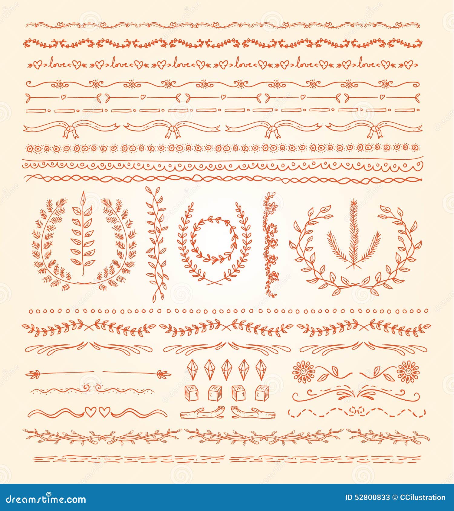 Hand-drawn Vector Line Border Set, Design Element Stock Vector ...