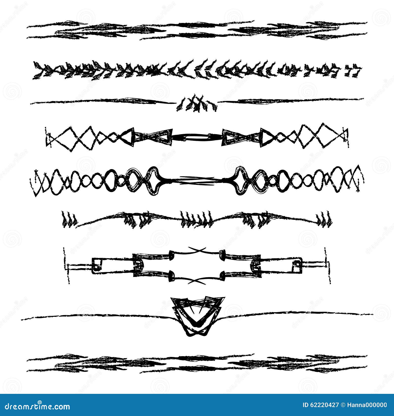 Hand Drawn Vector Line Border Set Stock Vector - Illustration of frame ...