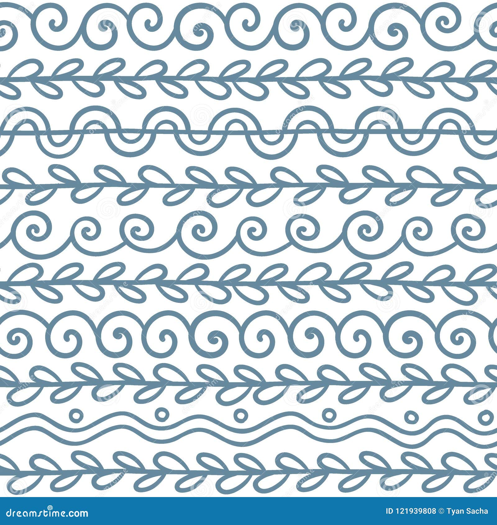 Hand Drawn Vector Line Border Set and Scribble Design Element. Stock ...