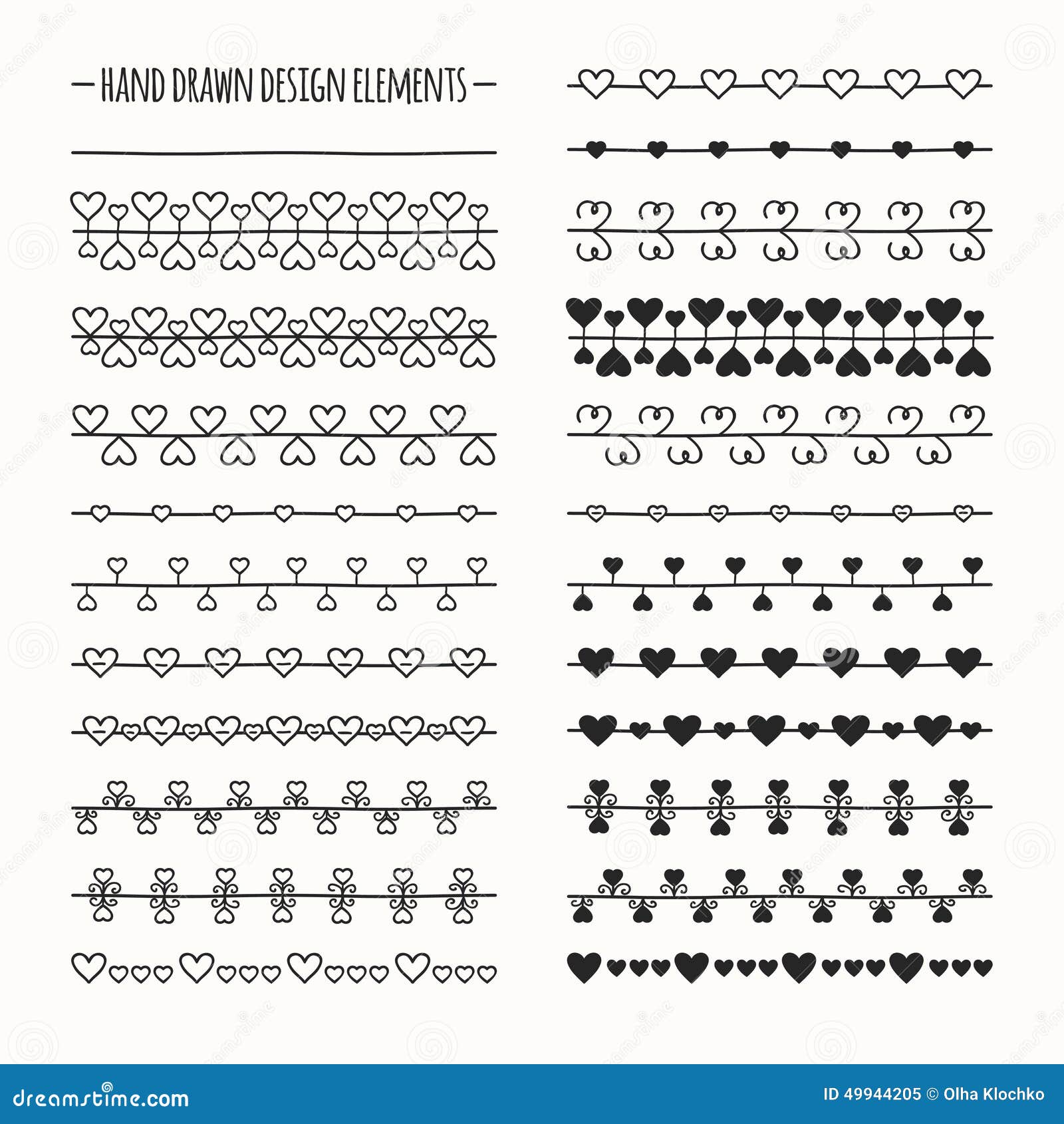 Hand Drawn Vector Line Border Set and Scribble Stock Vector ...