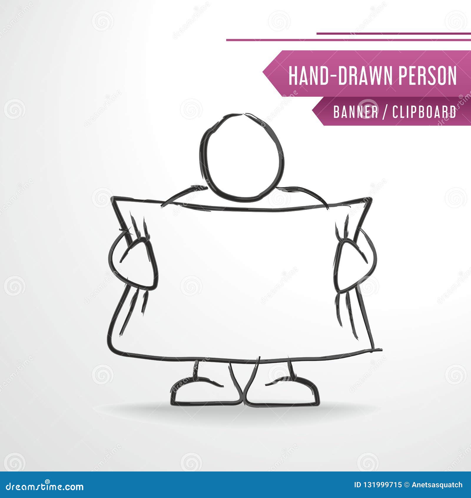 Hand-drawn Vector Man, Sketch Person with Clipboard Stock Vector ...