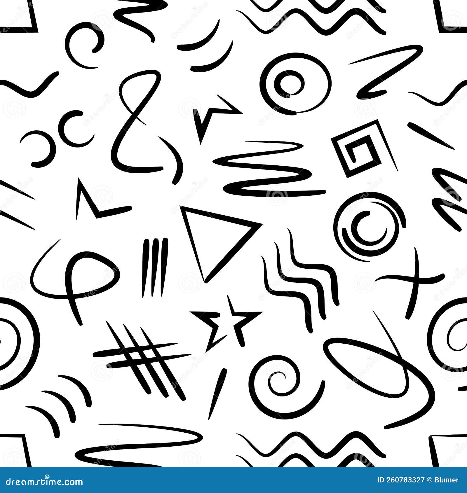 Hand Drawn Vector Marker Doodles Seamless Pattern Stock Vector ...