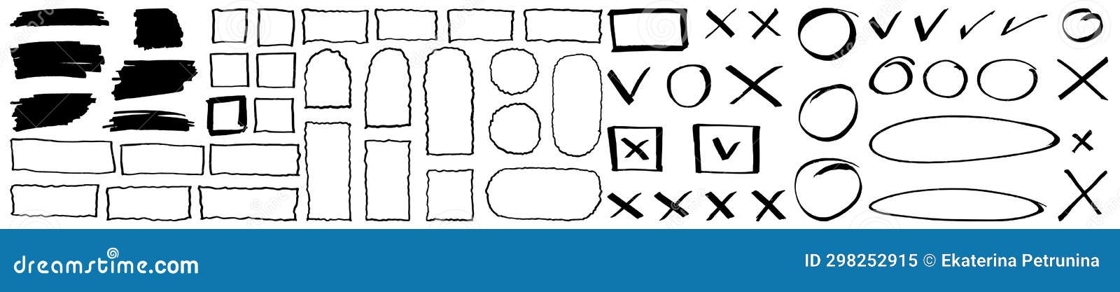 Hand Drawn Vector Marker Scribble Check Boxes, Arrows, Arch Shape ...