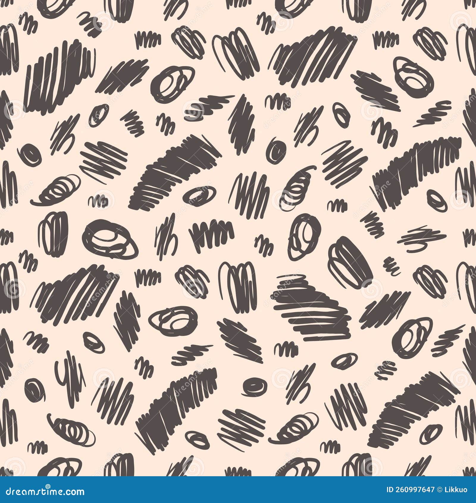 Hand Drawn Vector Marker Scribble Seamless Pattern. Vector Scrawl ...
