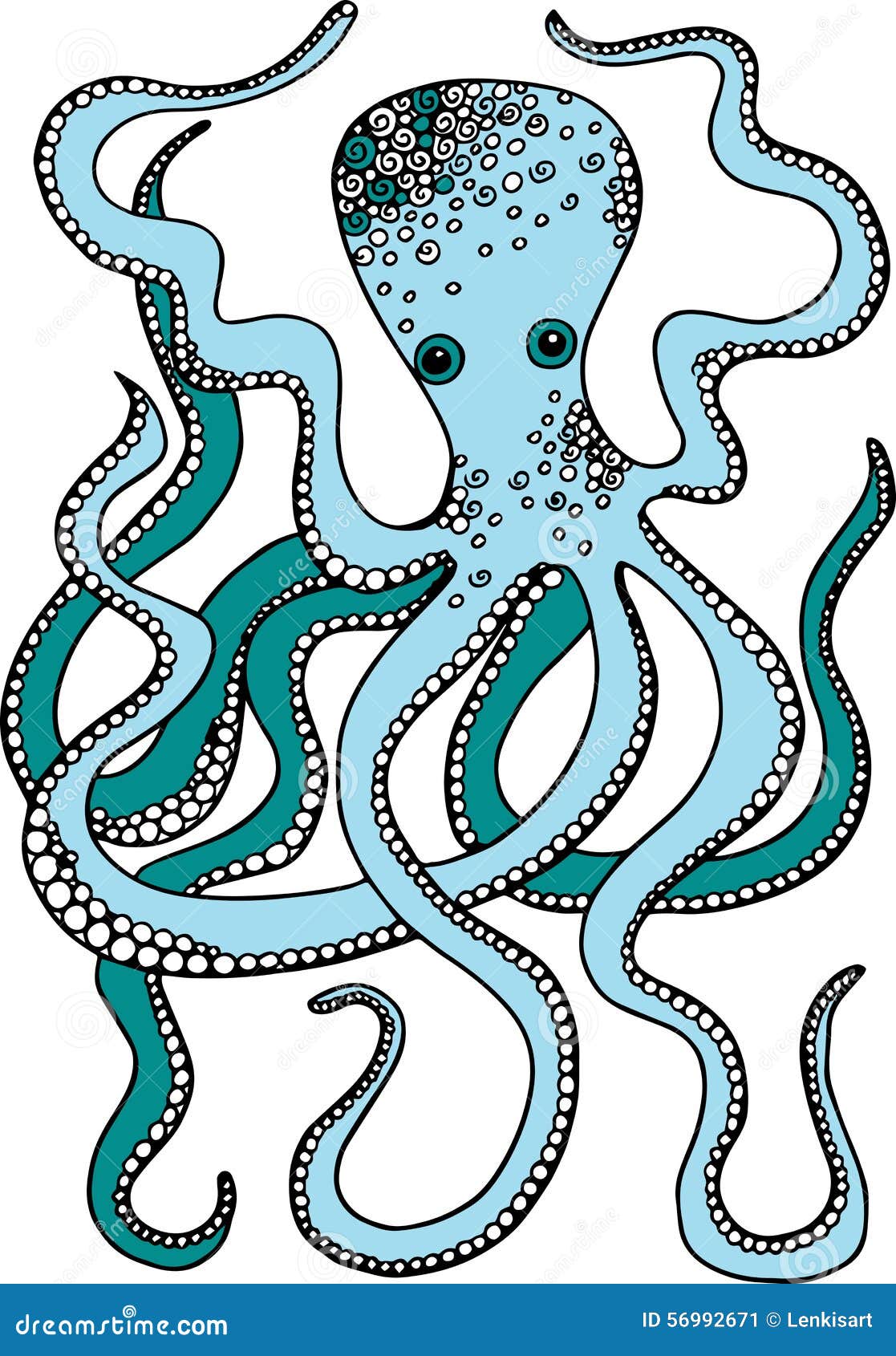 Hand Drawn Vector Octopus Illustration. Decorative Octopus Doodle ...