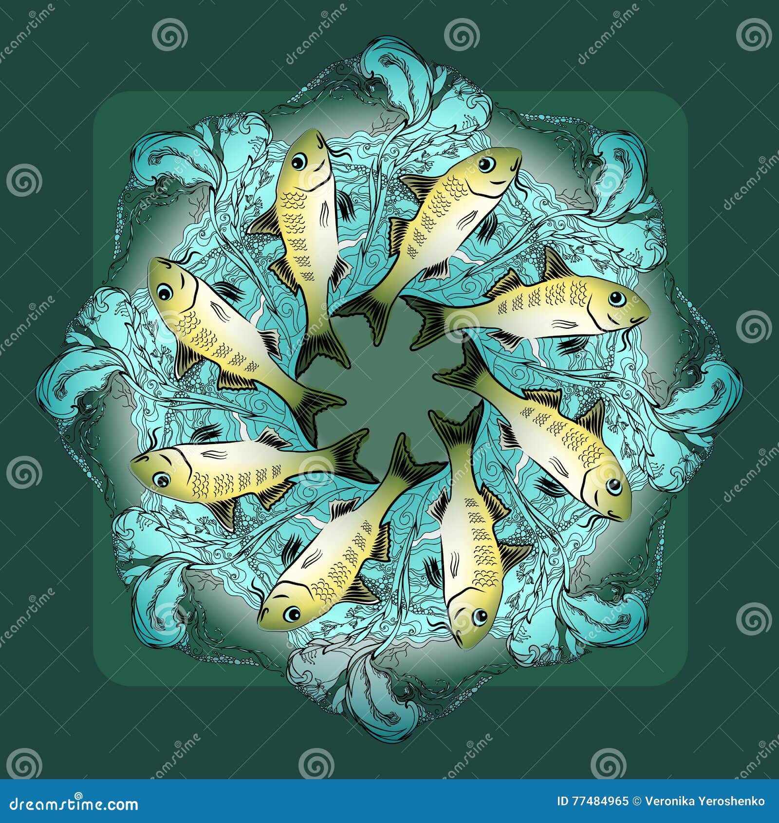 Hand Drawn Vector Ornamental Mandala Sea Themed. Stock Vector ...