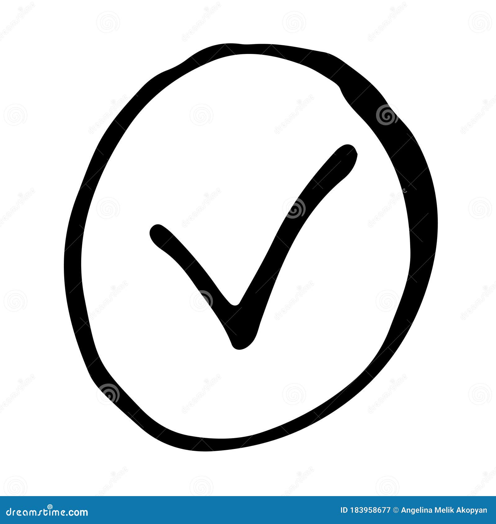 Hand Drawn Vector Outline Illustration of Tick Icon Stock Vector ...