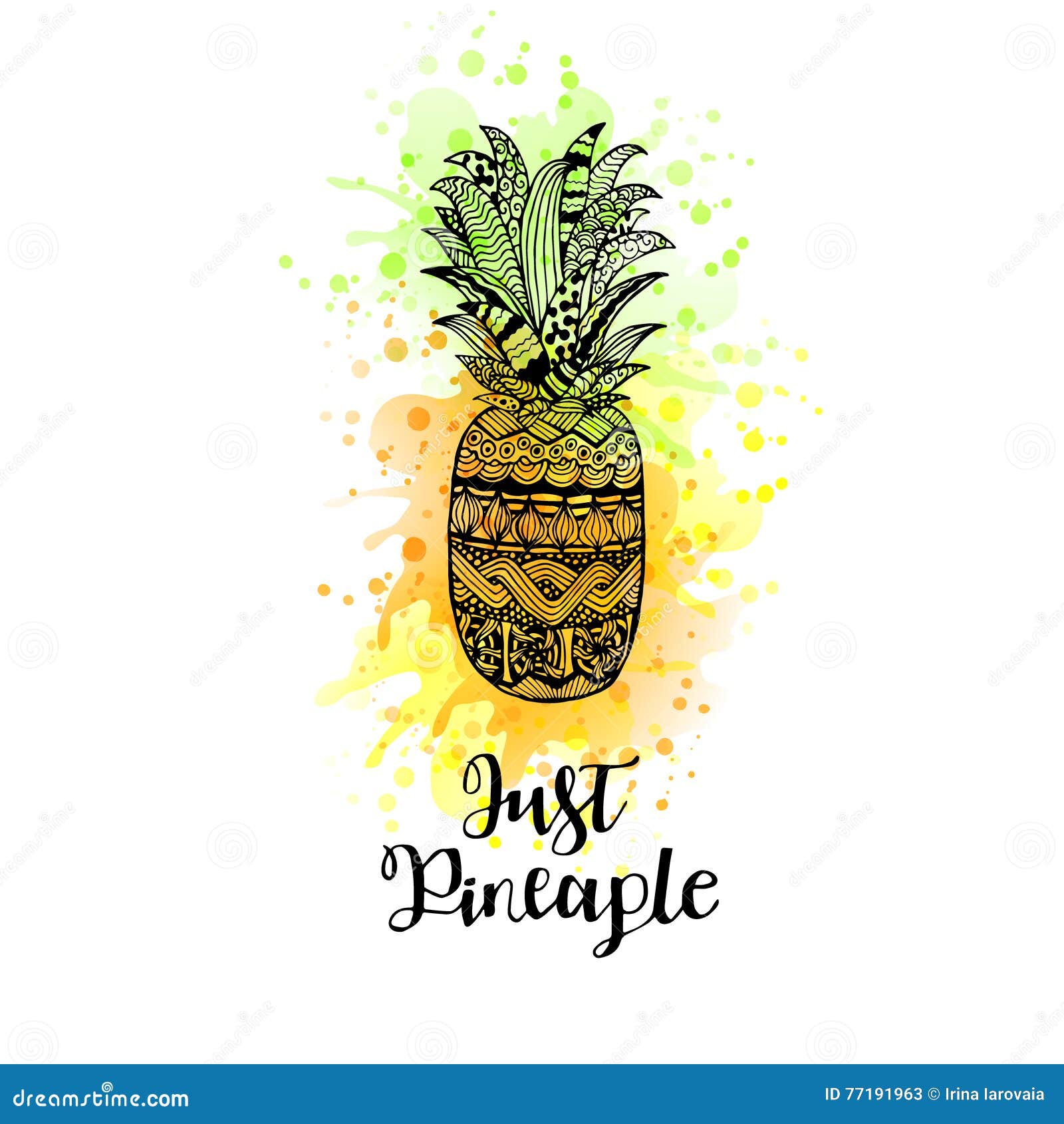 Hand Drawn Vector Pineapple. Stock Vector - Illustration of ...