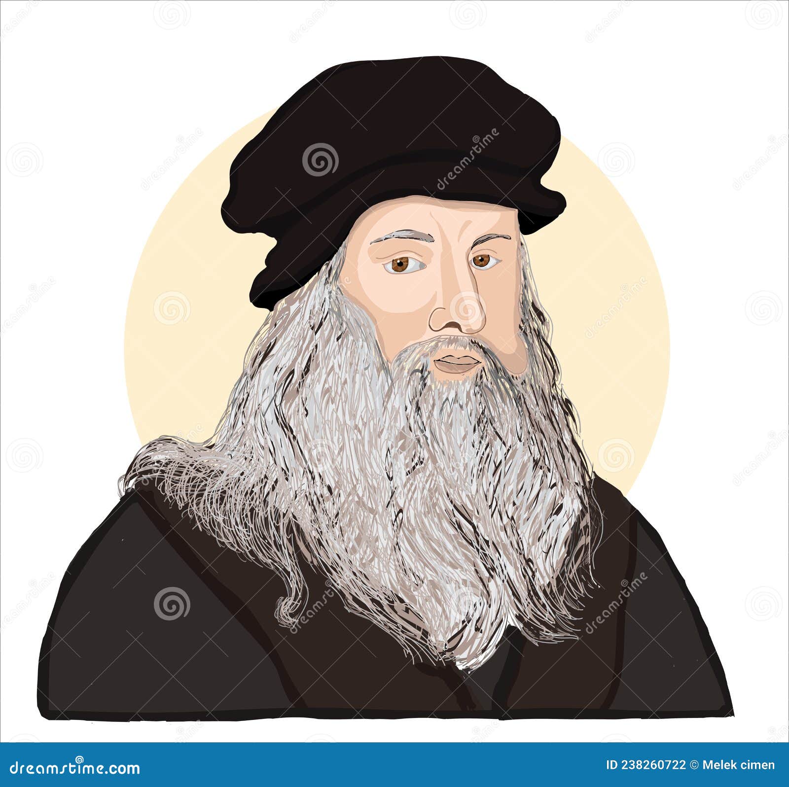 Hand Drawn Vector Portrait. Leonardo Da Vinci Stock Vector ...