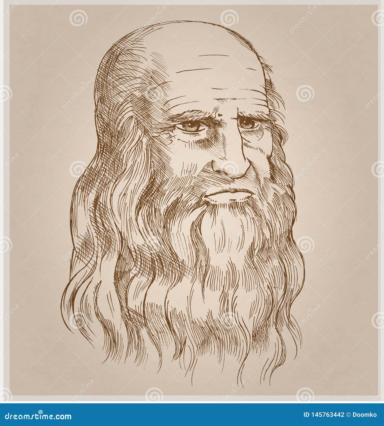 Hand Drawn Vector Portrait. Leonardo Da Vinci Stock Vector ...