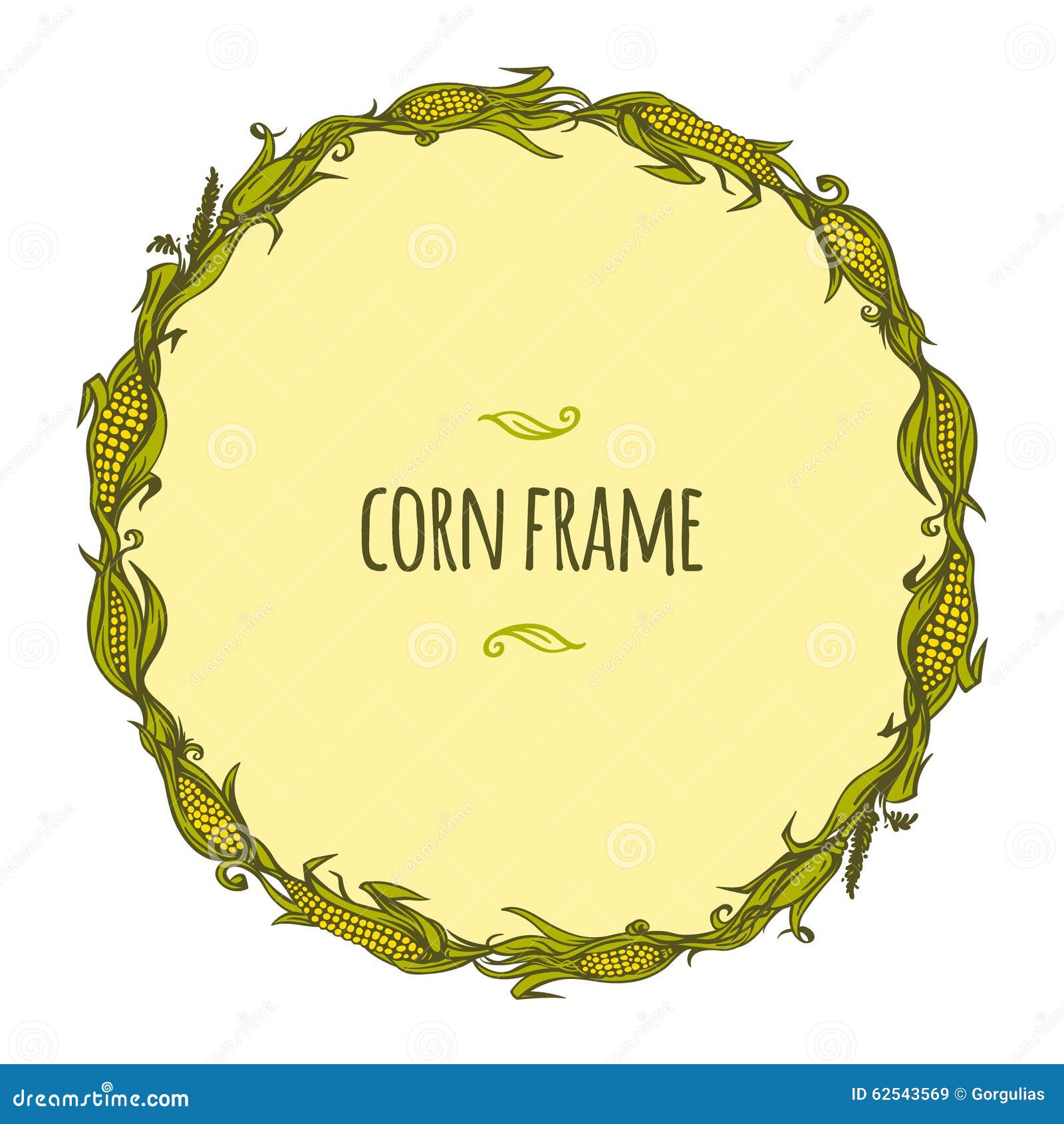 Hand Drawn Vector Round Corn Frame | CartoonDealer.com #62543569