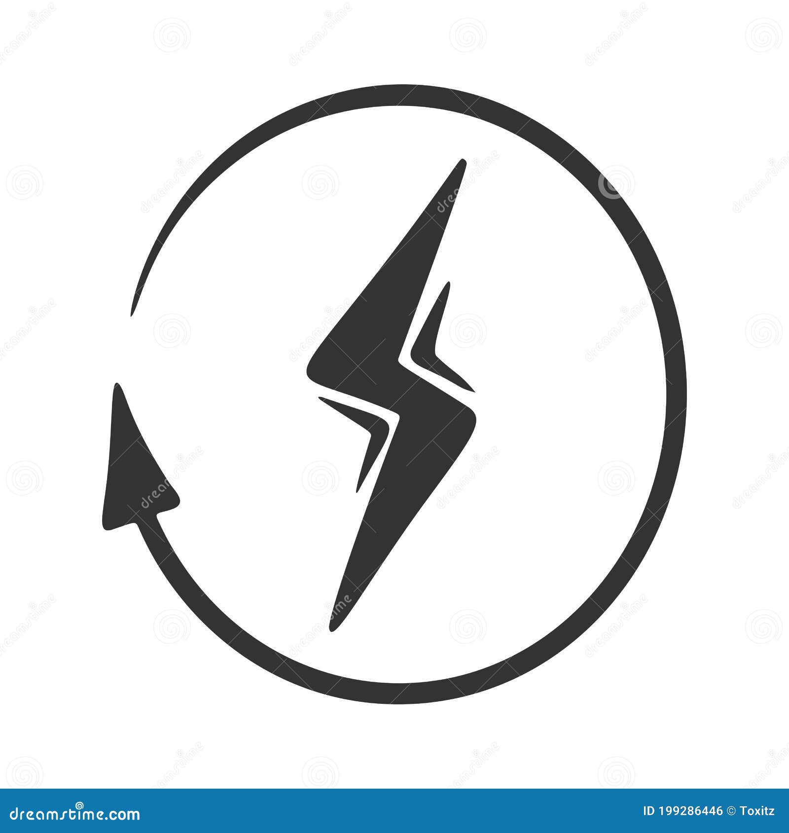 Hand Drawn Vector of Round Fast Charge Sign, Isolated on White ...