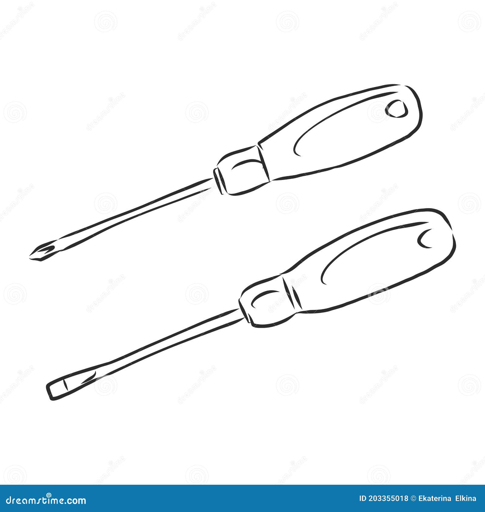 Hand Drawn Vector Screwdriver Clipart. Isolated on White Background ...