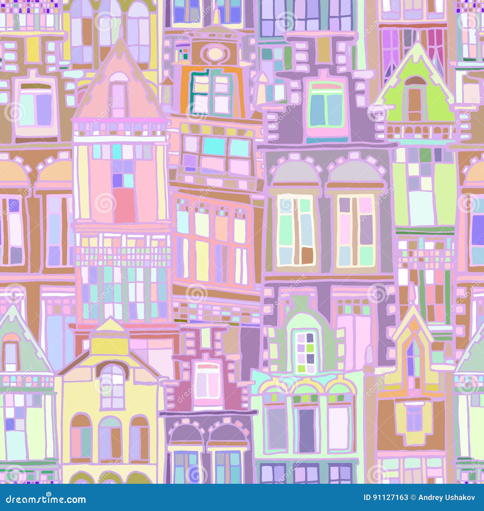 Hand Drawn Vector Seamless Dutch City Pattern. Stock Vector ...