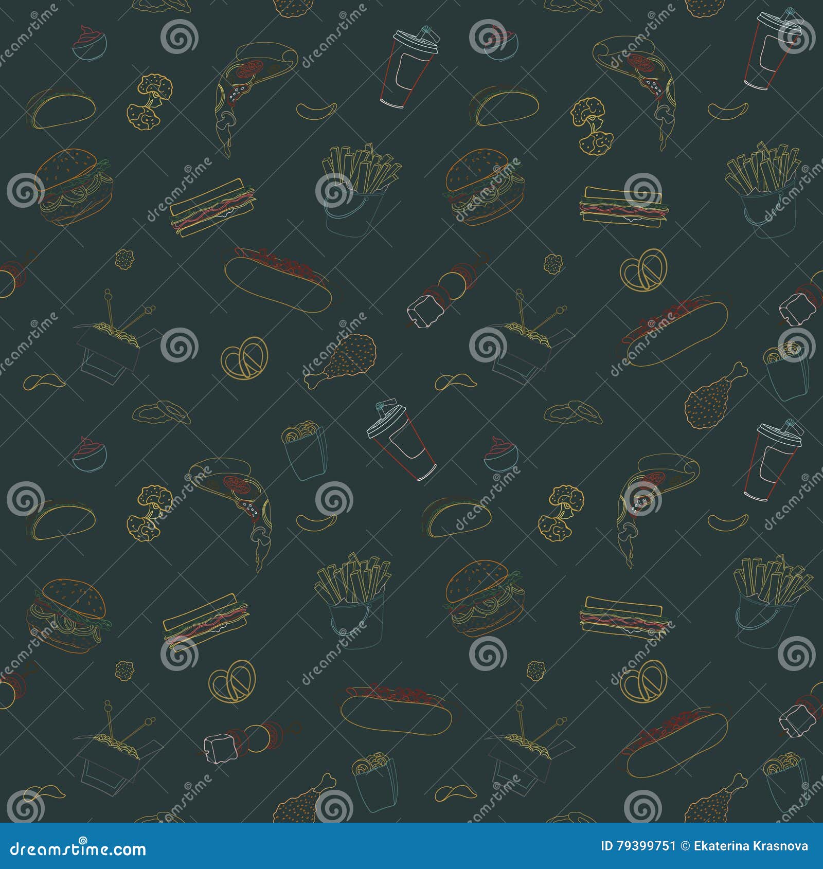 Hand-drawn Vector Seamless Fast Food Pattern Stock Vector ...