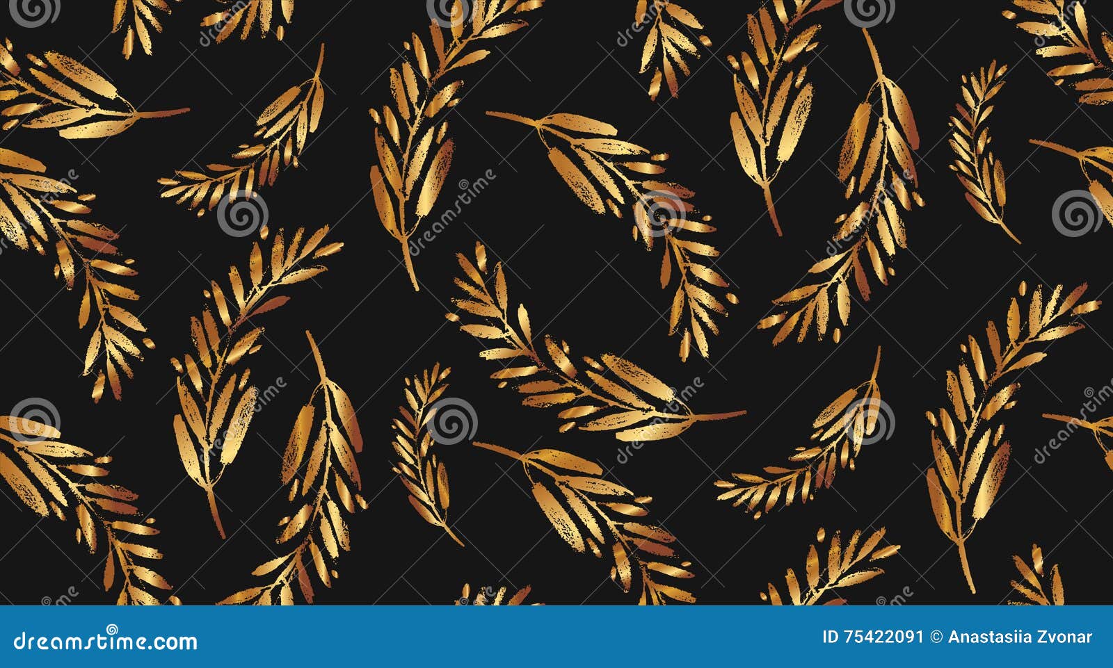 Hand Drawn Vector Seamless Gold Brunch Pattern Stock Vector ...
