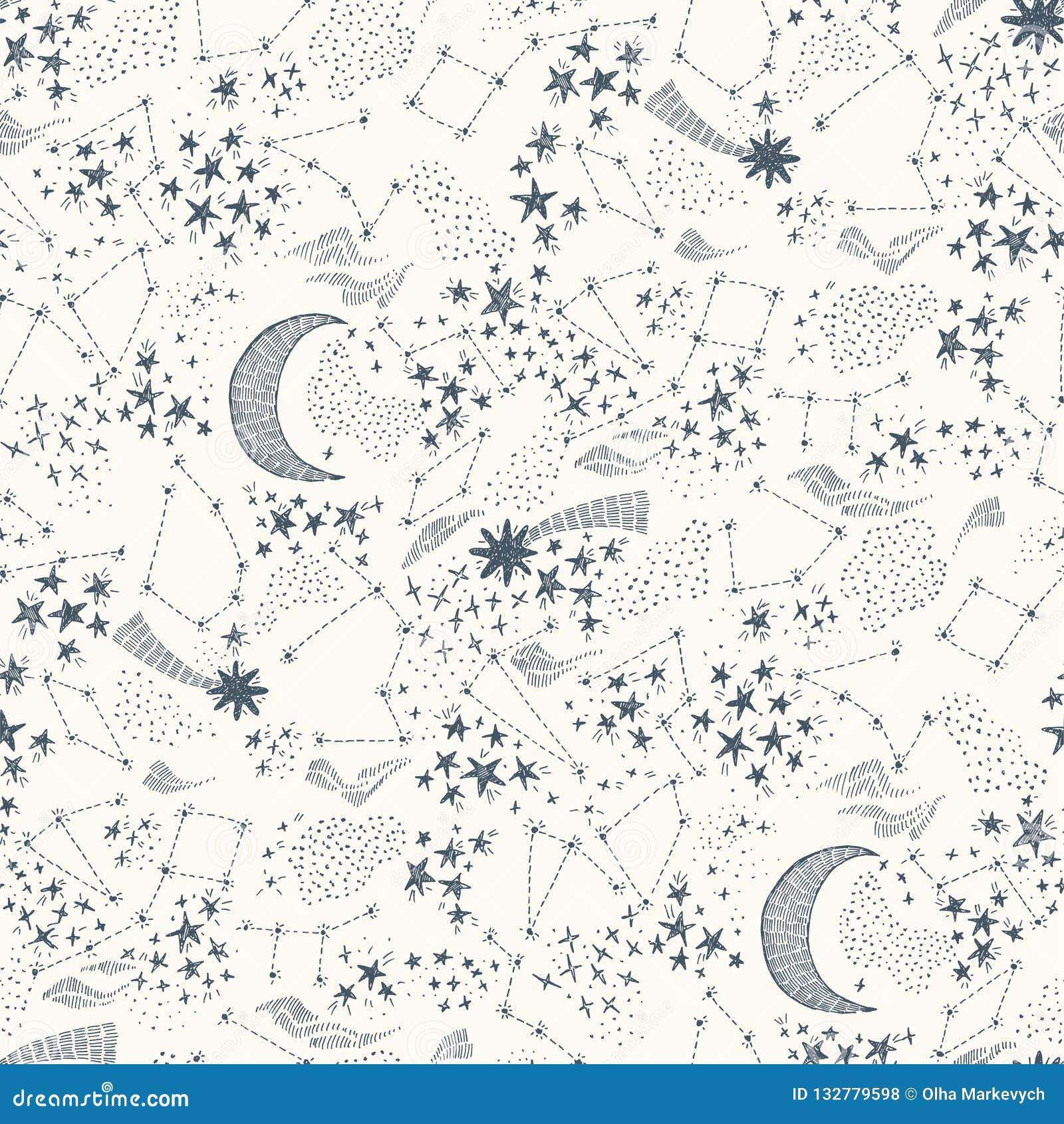 Starry Sky Seamless Pattern-01 Stock Vector - Illustration of element ...