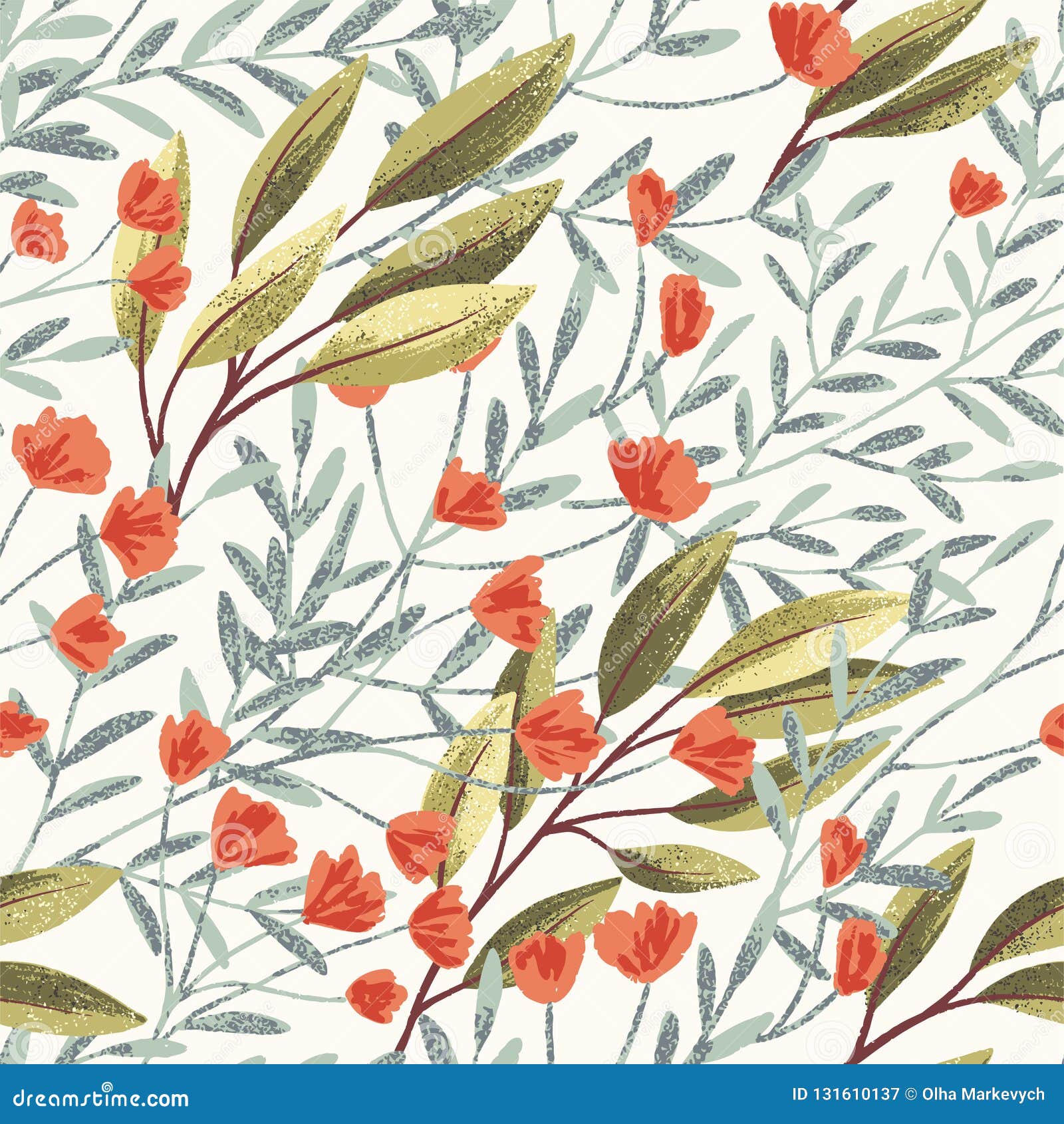 Field Foral Seamless Pattern-02 Stock Vector - Illustration of flora ...