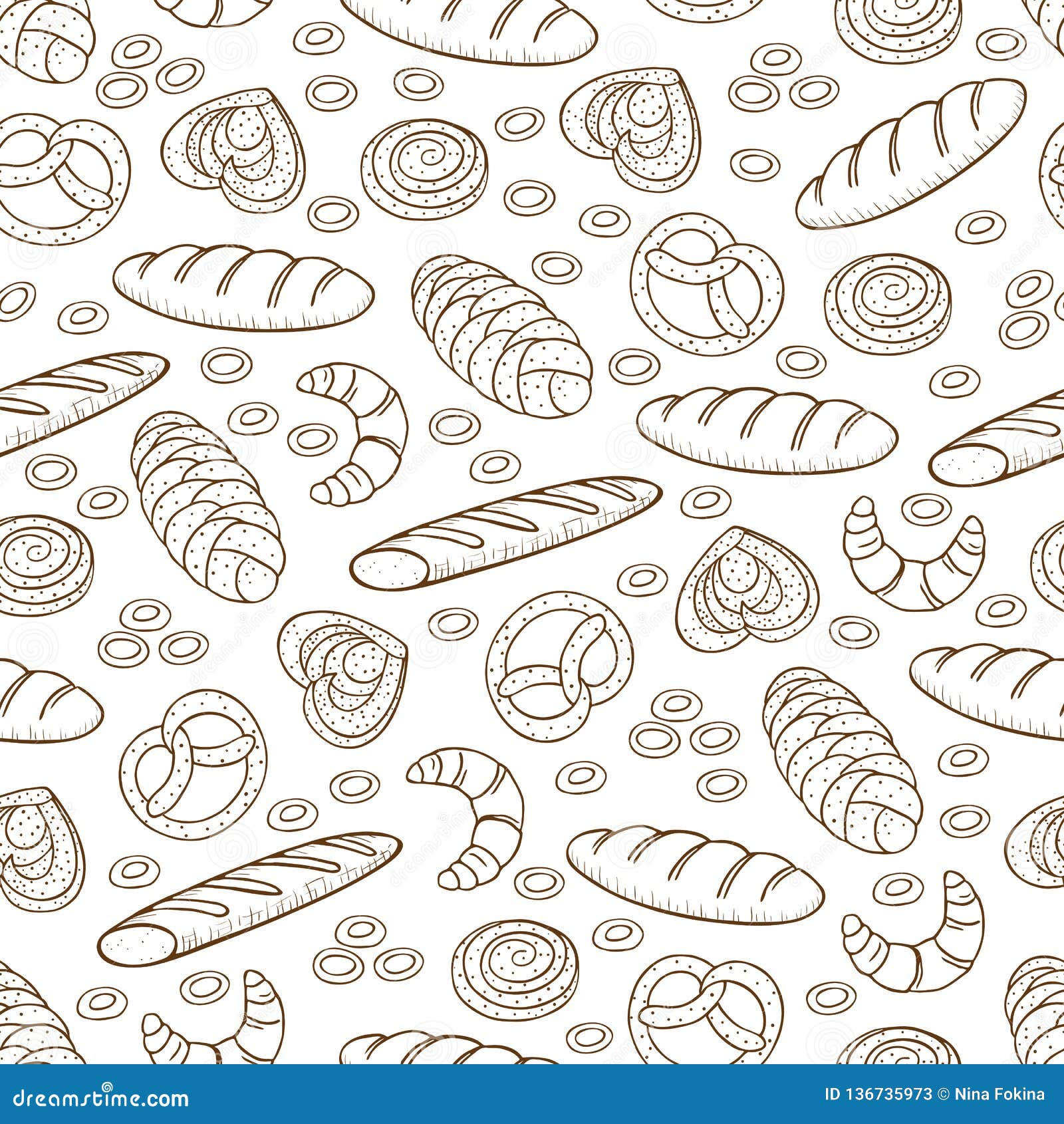 Vector Seamless Pattern with Bread 06 Stock Vector - Illustration of ...