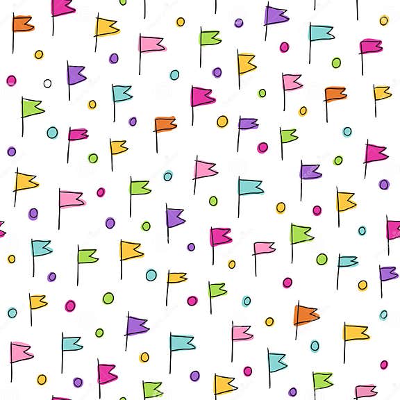 Hand Drawn Vector Seamless Pattern with Flags. Stock Vector ...