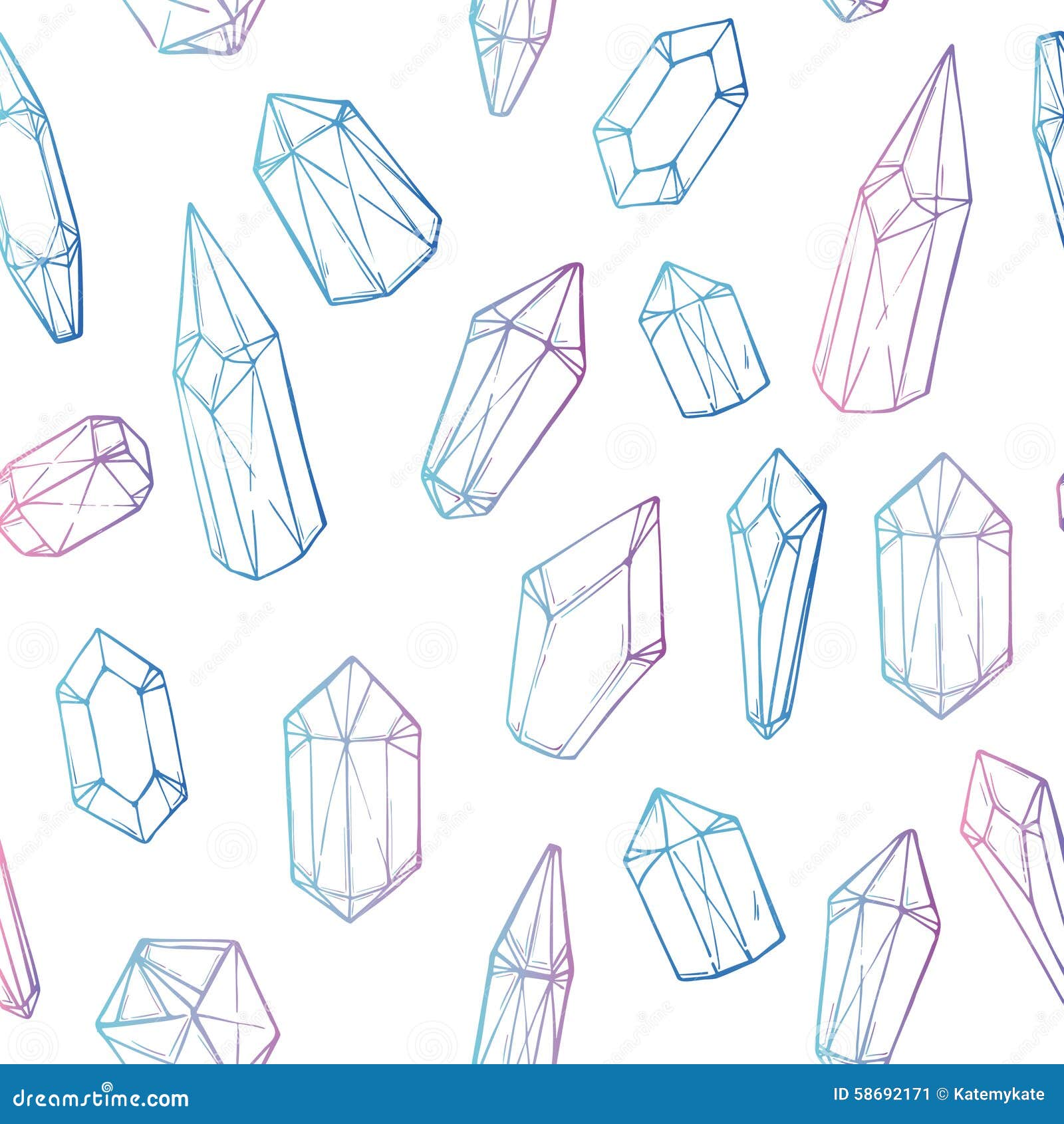 Hand Drawn Vector. Seamless Pattern with Geometric Crystals Stock ...