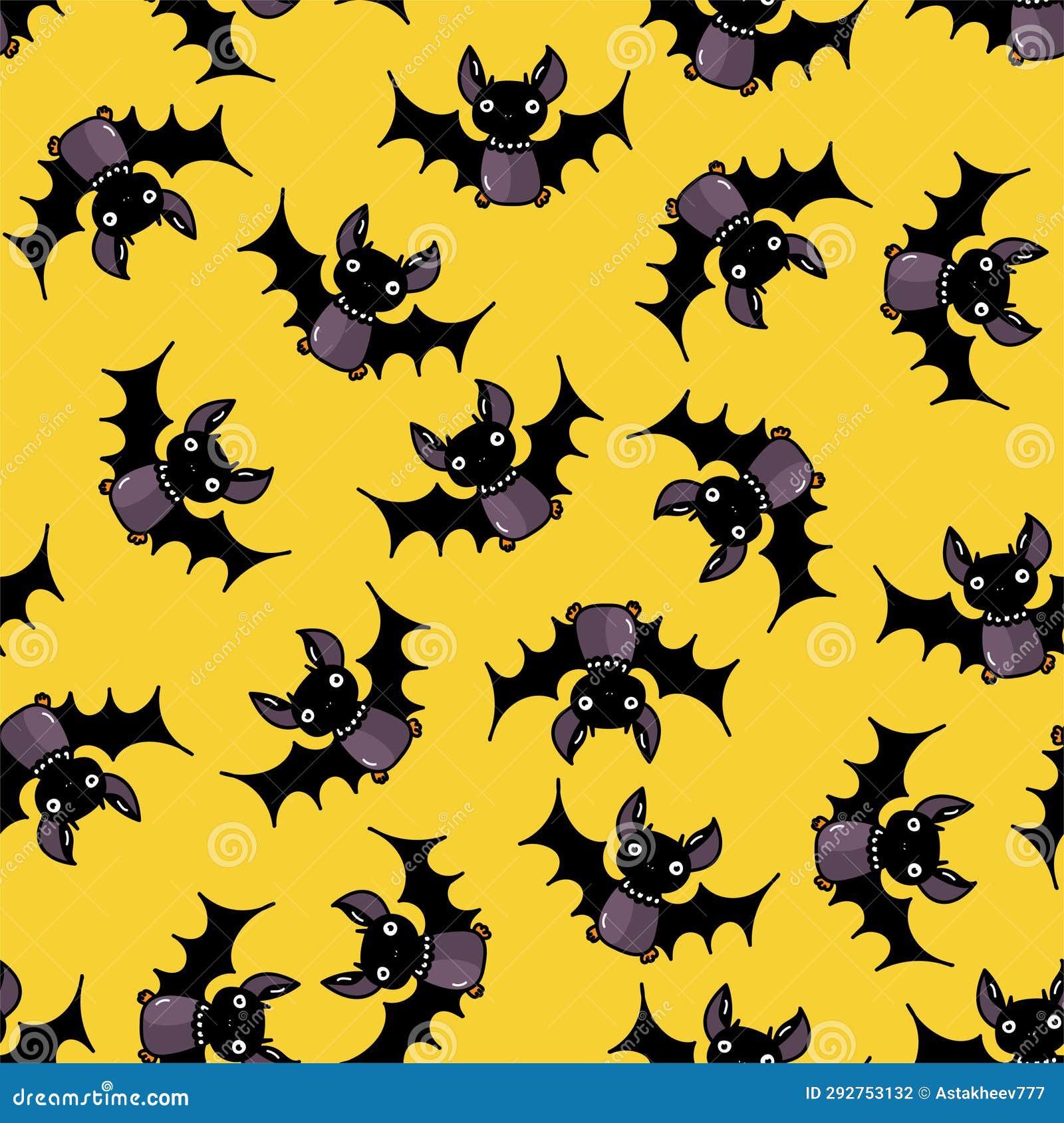 Hand Drawn Vector Seamless Pattern with Halloween Bat Stock Vector ...