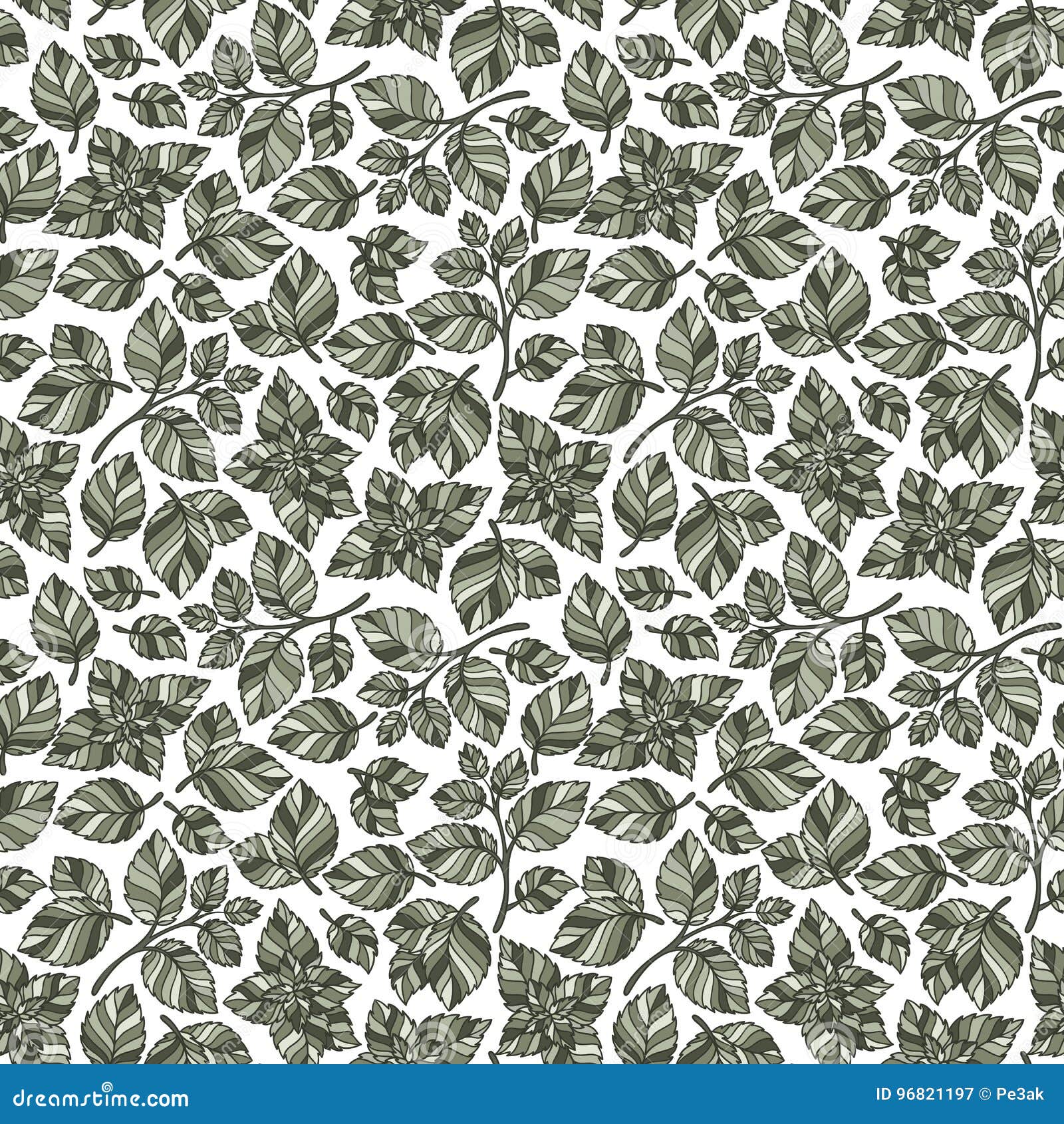 Hand Drawn Vector Seamless Pattern with Mint Leaves Stock Vector ...