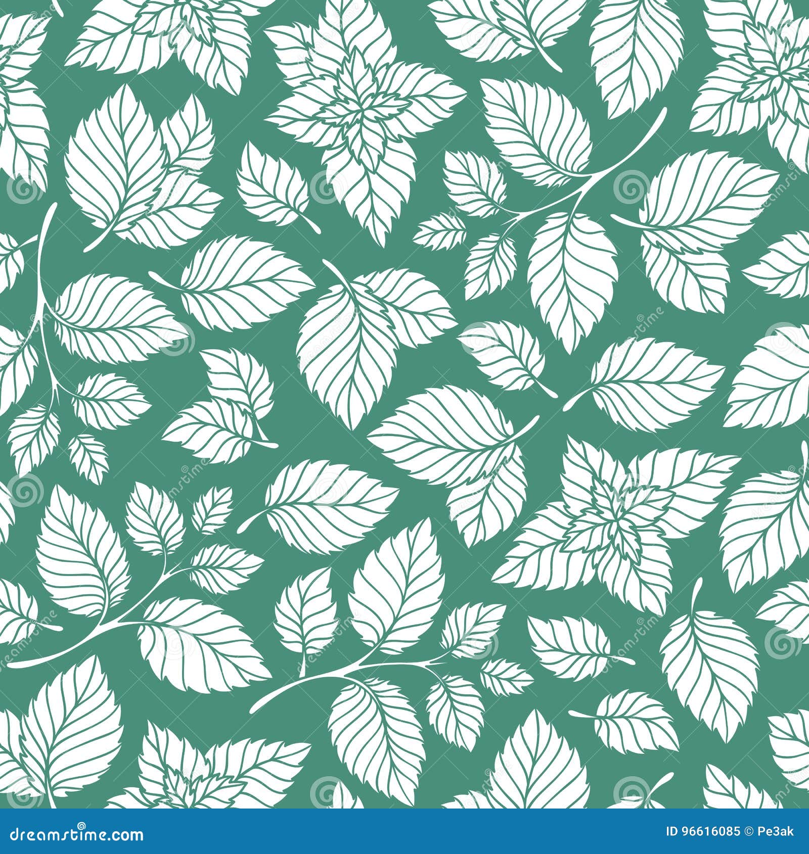 Hand Drawn Vector Seamless Pattern with Mint Leaves Stock Vector ...