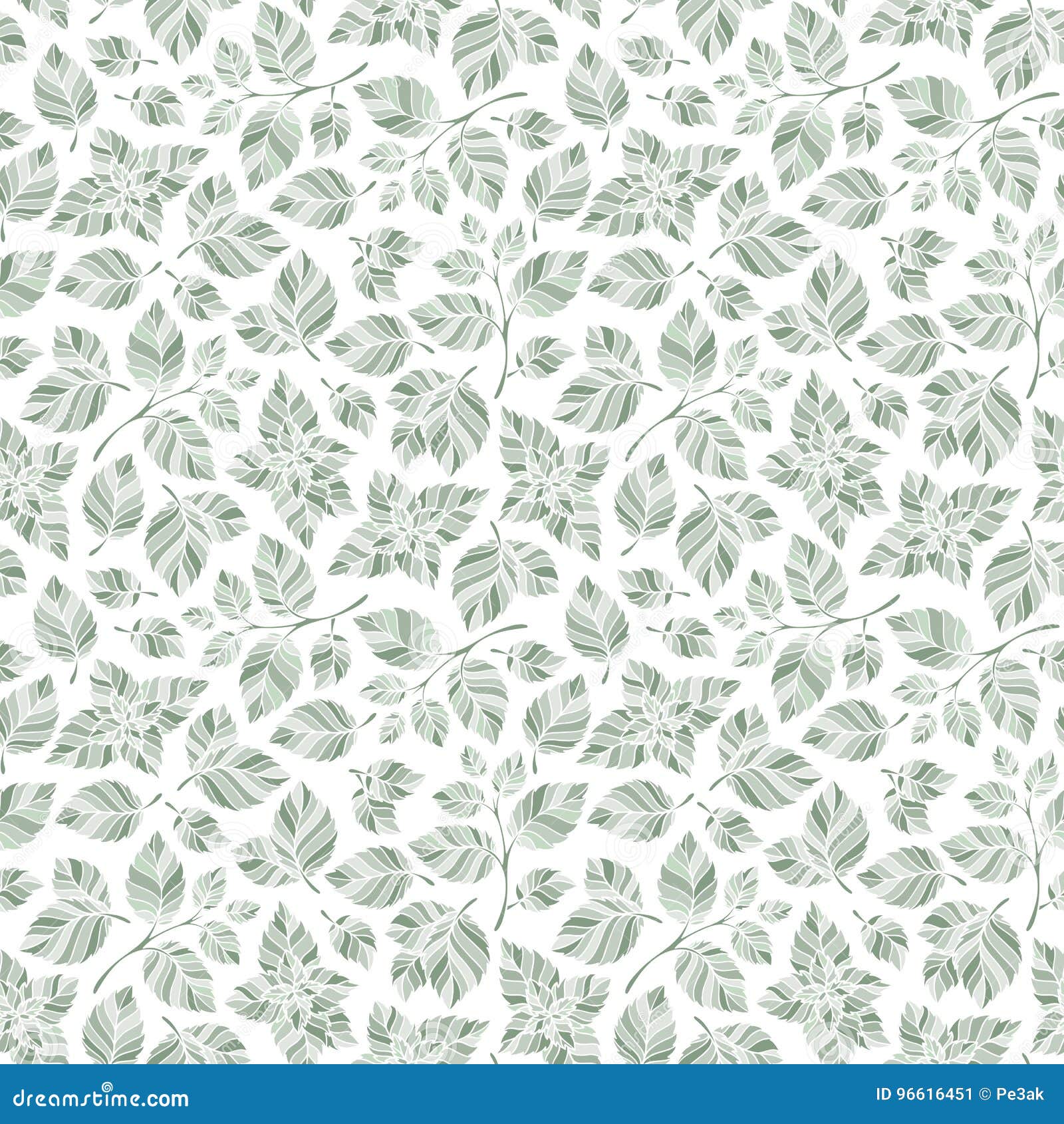 Hand Drawn Vector Seamless Pattern with Mint Leaves Stock Vector ...