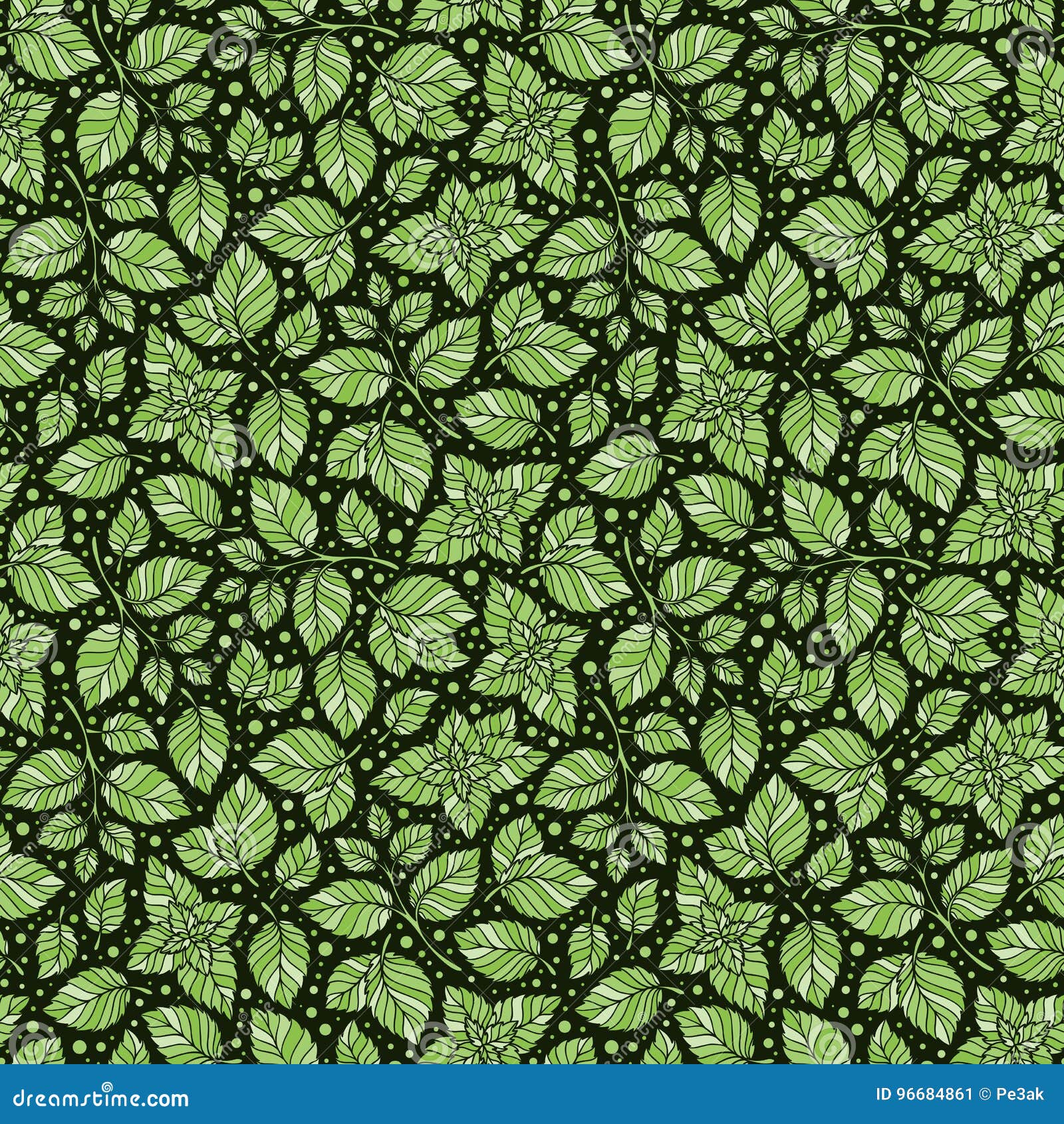 Hand Drawn Vector Seamless Pattern with Mint Leaves Stock Vector ...