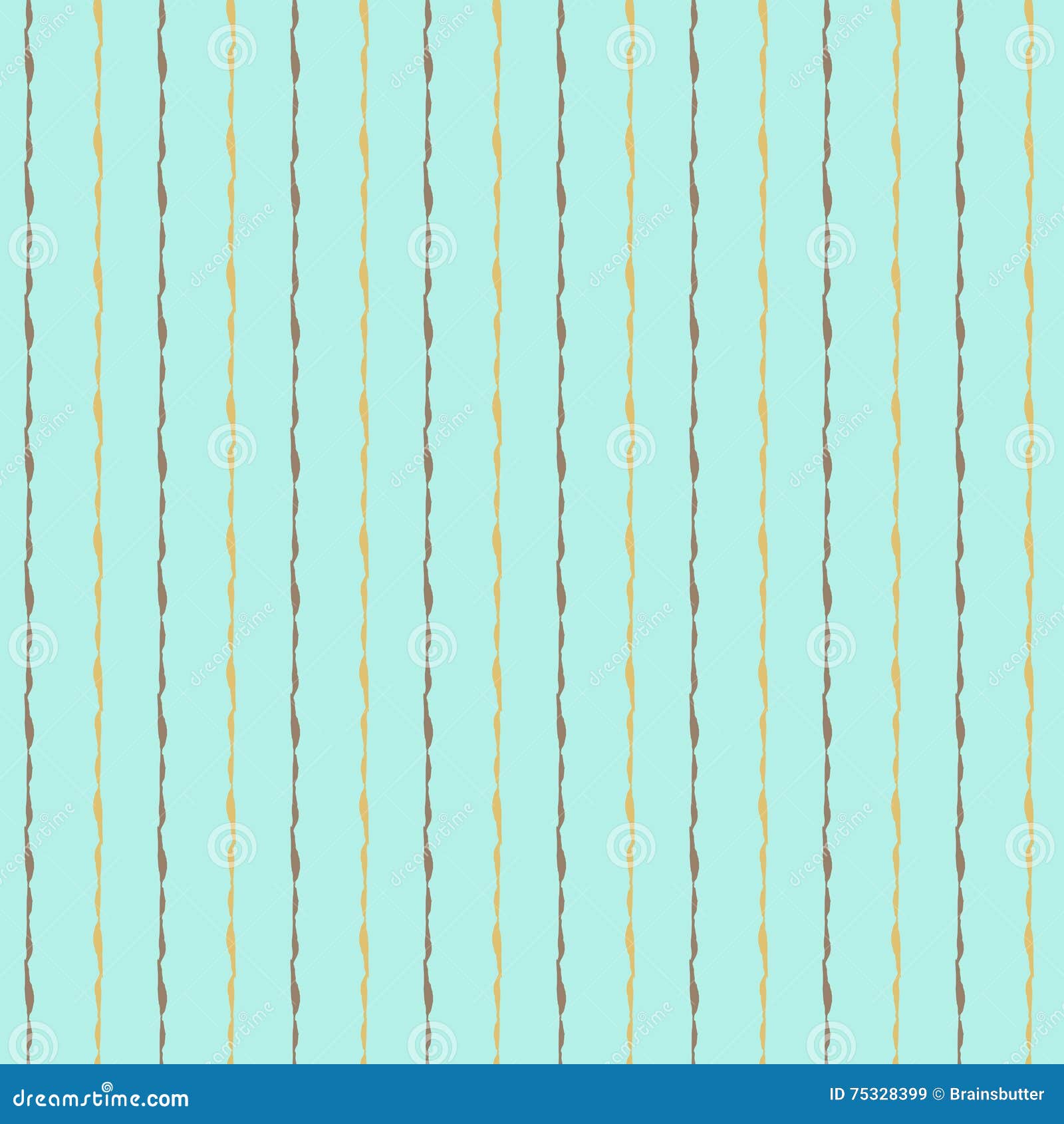 Hand Drawn Vector Seamless Pattern. Turquoise and Golden Stripes ...