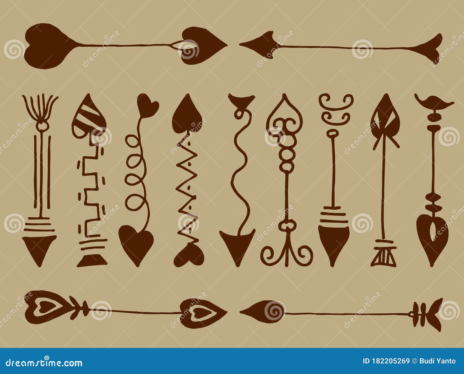 Hand Drawn Vector Set Arrows, Borders Stock Vector - Illustration of ...