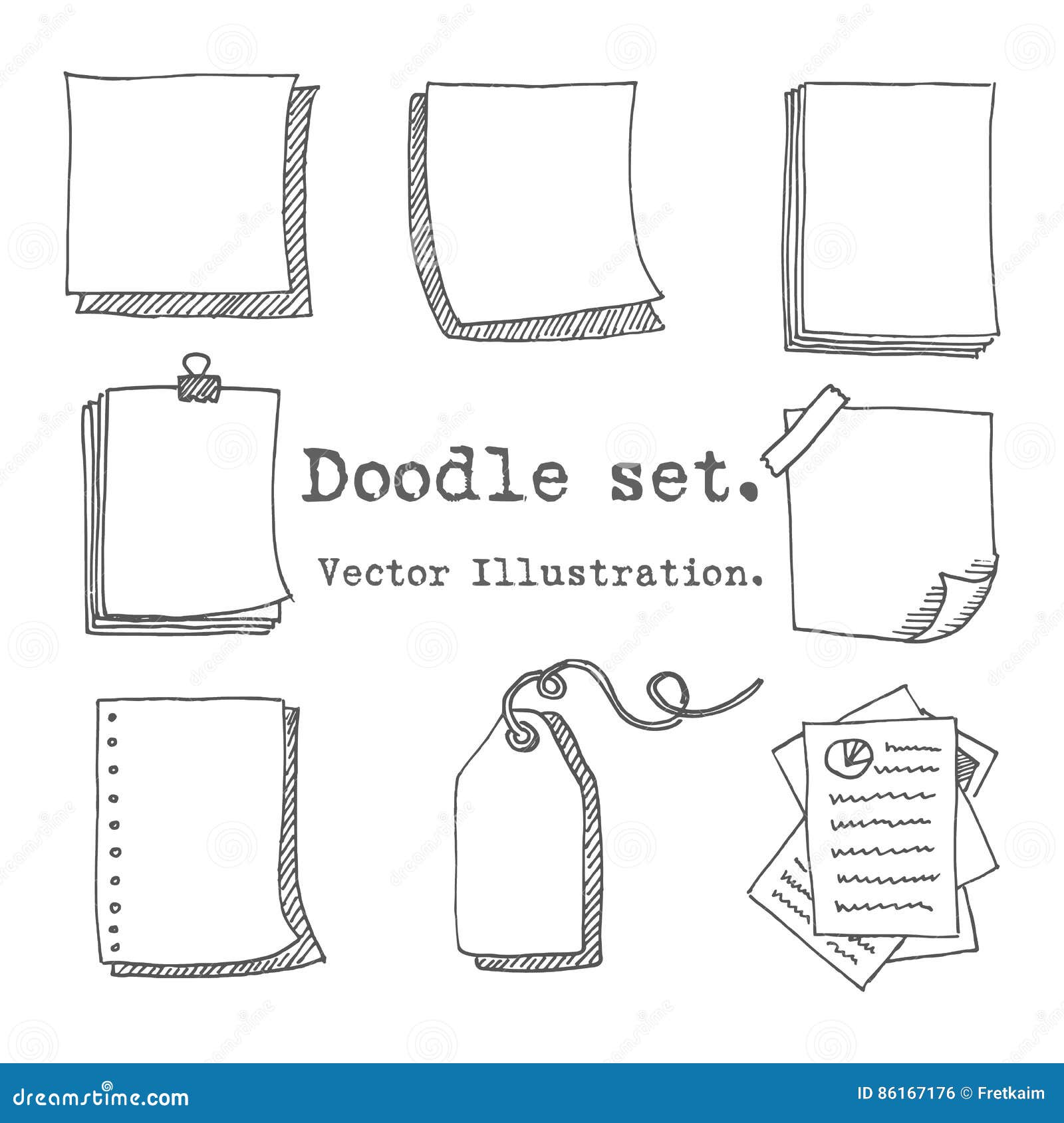 Hand Drawn Vector Set of Paper Sheet, Pack of Paper, Tag, Sticky Note ... Hand Drawn Vector Set of Paper Sheet, Pack of Paper, Tag, Sticky Note ...