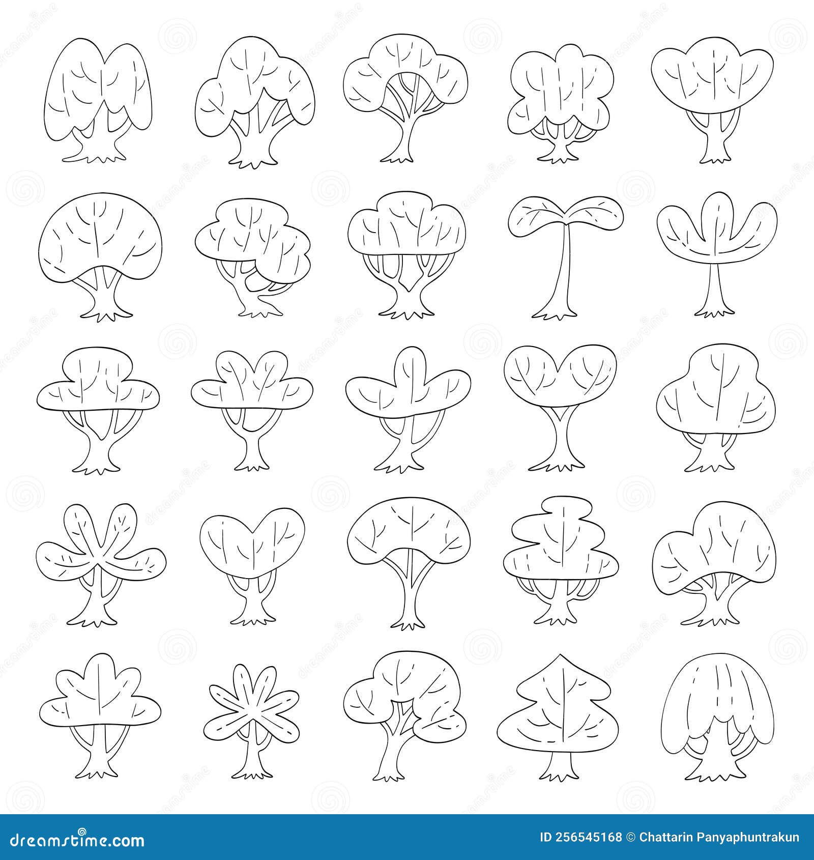 Hand Drawn Vector Set of Side View Tree Stock Illustration ...
