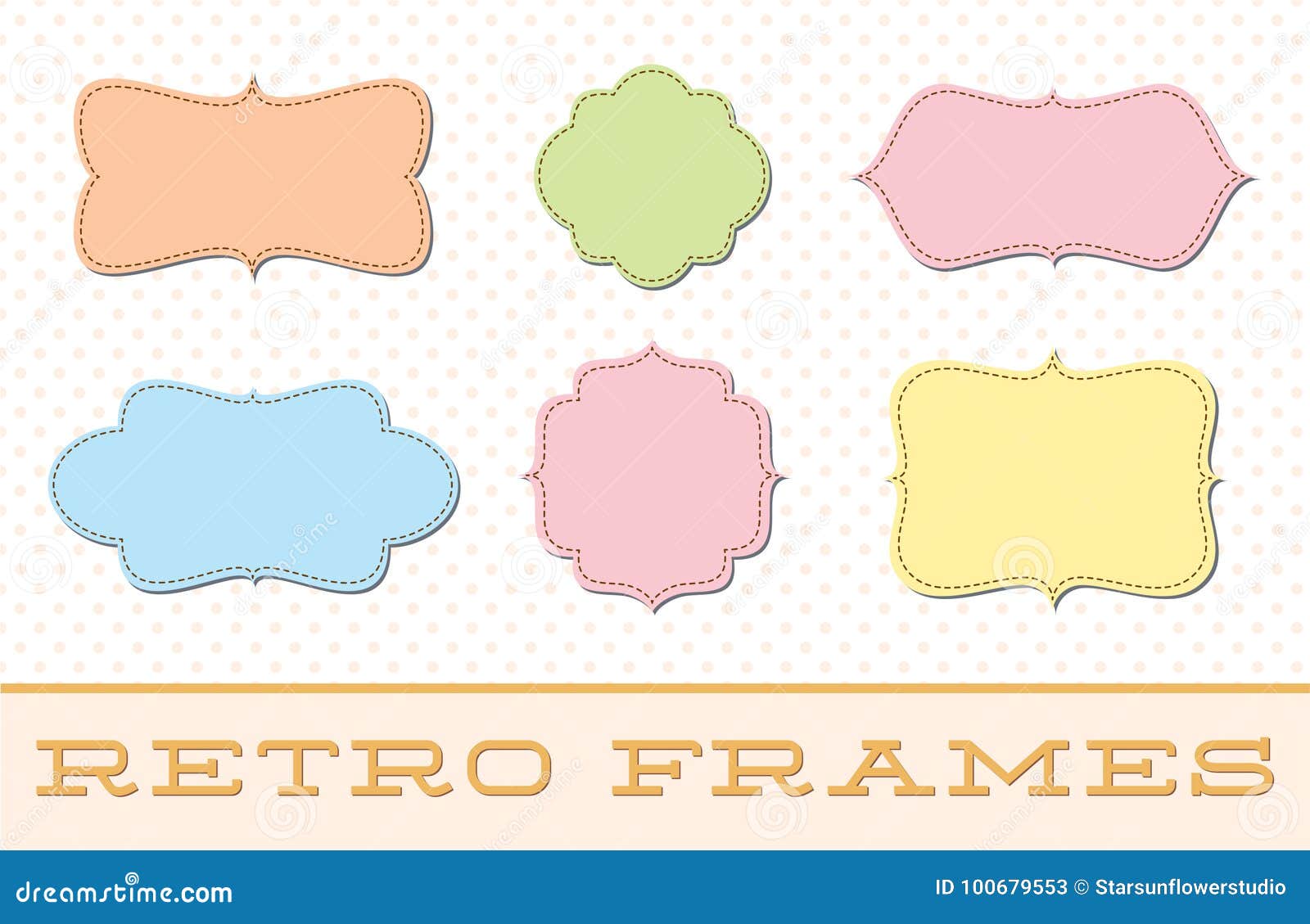 Retro Frame Borders Set Cartoon Vector | CartoonDealer.com #100679553