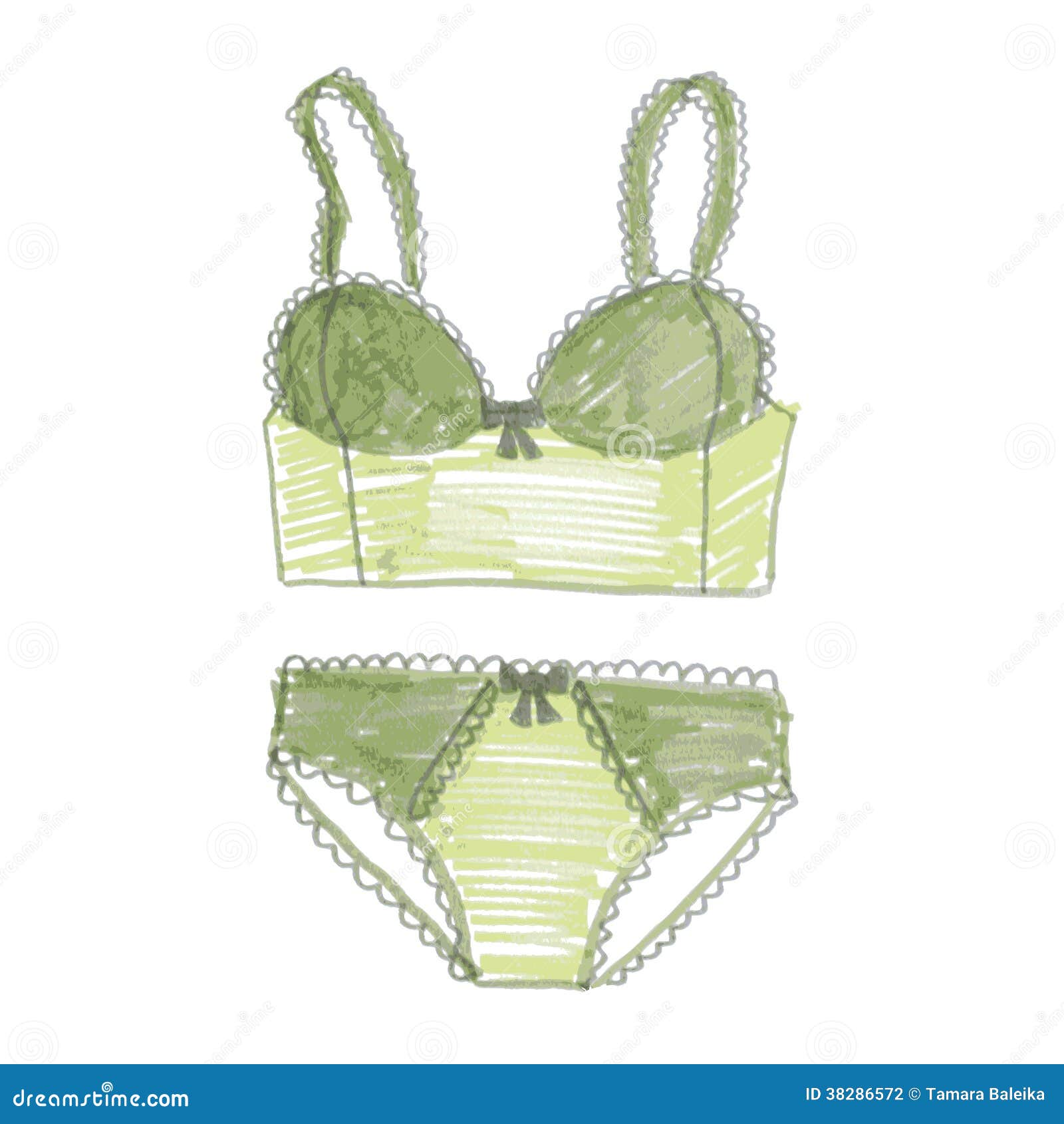 Hand Drawn Vector Lingerie Set. Stock Vector - Illustration of pattern ...