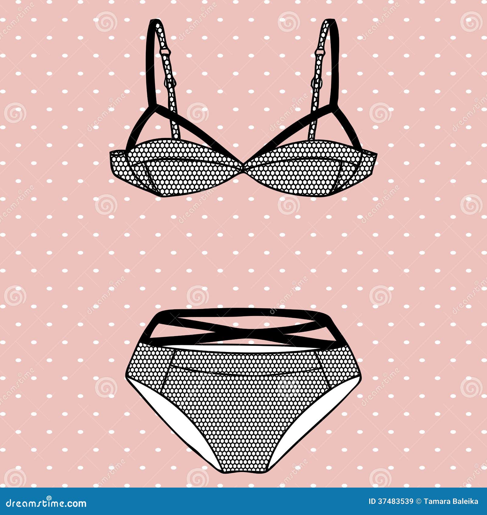 Hand Drawn Vector Lingerie Set 37483539