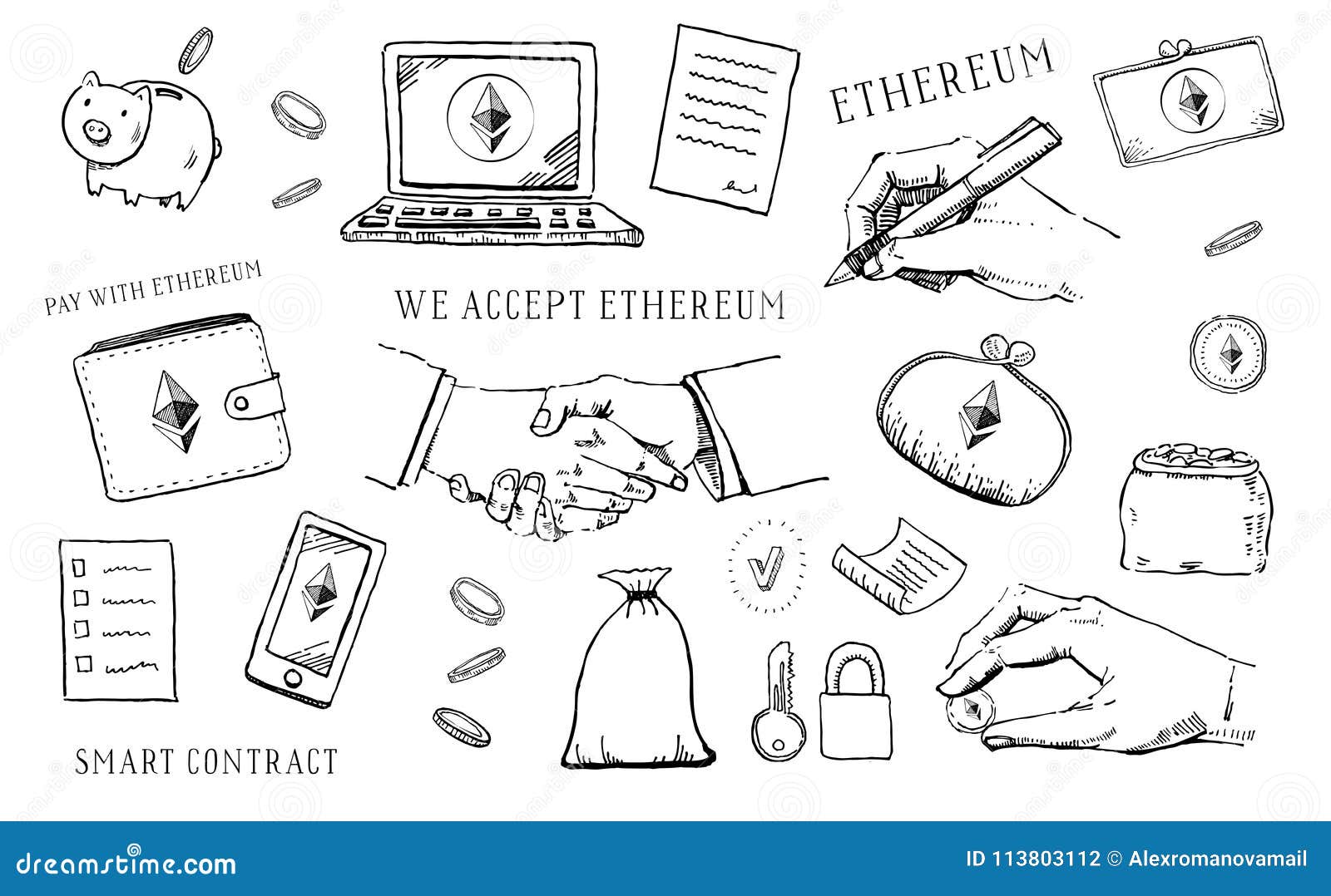 Hand Drawn Vector Sketch Cartoon Doodle Ethereum Crypto Currency Set ... Hand Drawn Vector Sketch Cartoon Doodle Ethereum Crypto Currency Set ...