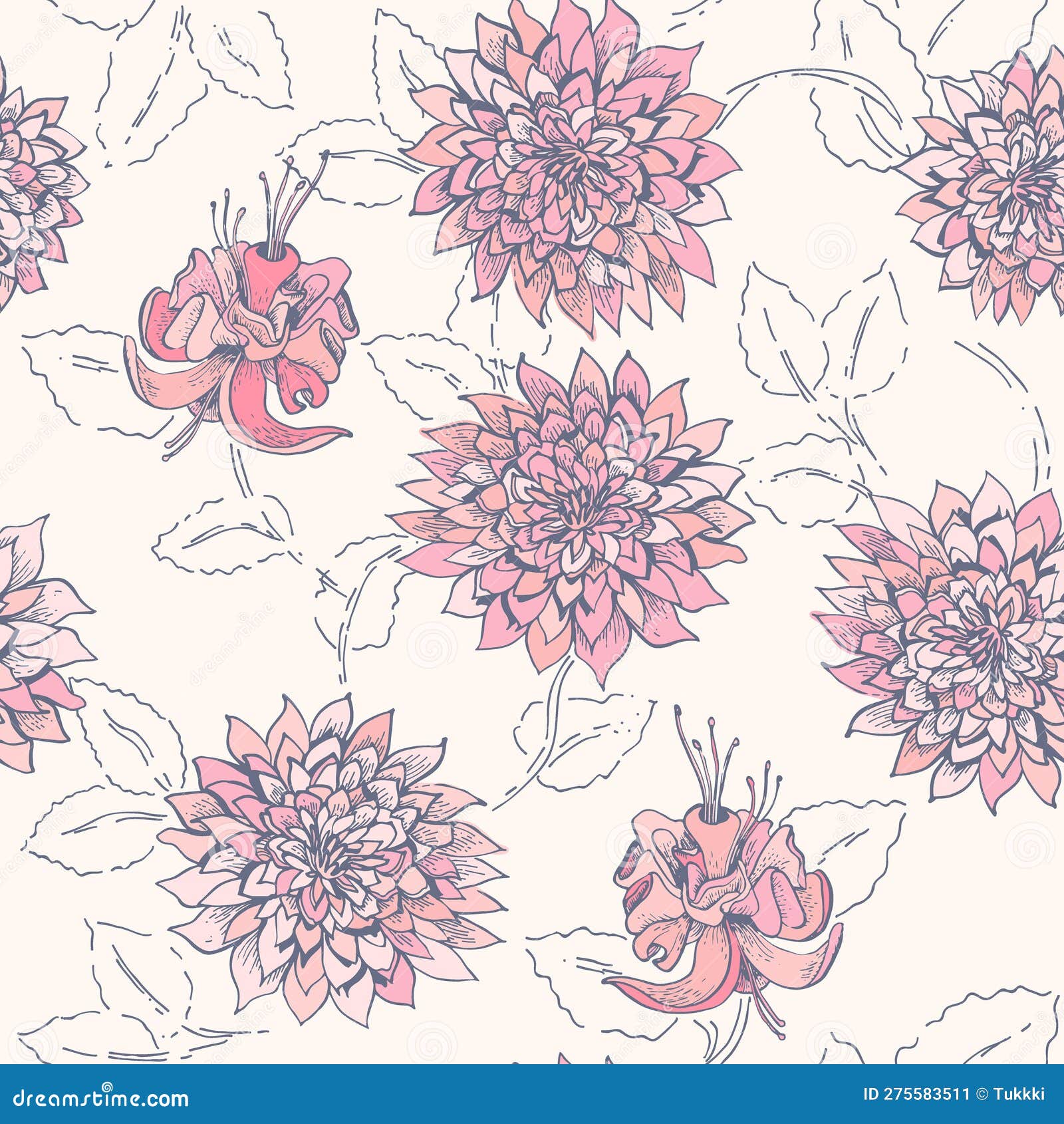 Hand Drawn Vector Sketched Flowers. Stock Vector - Illustration of ...