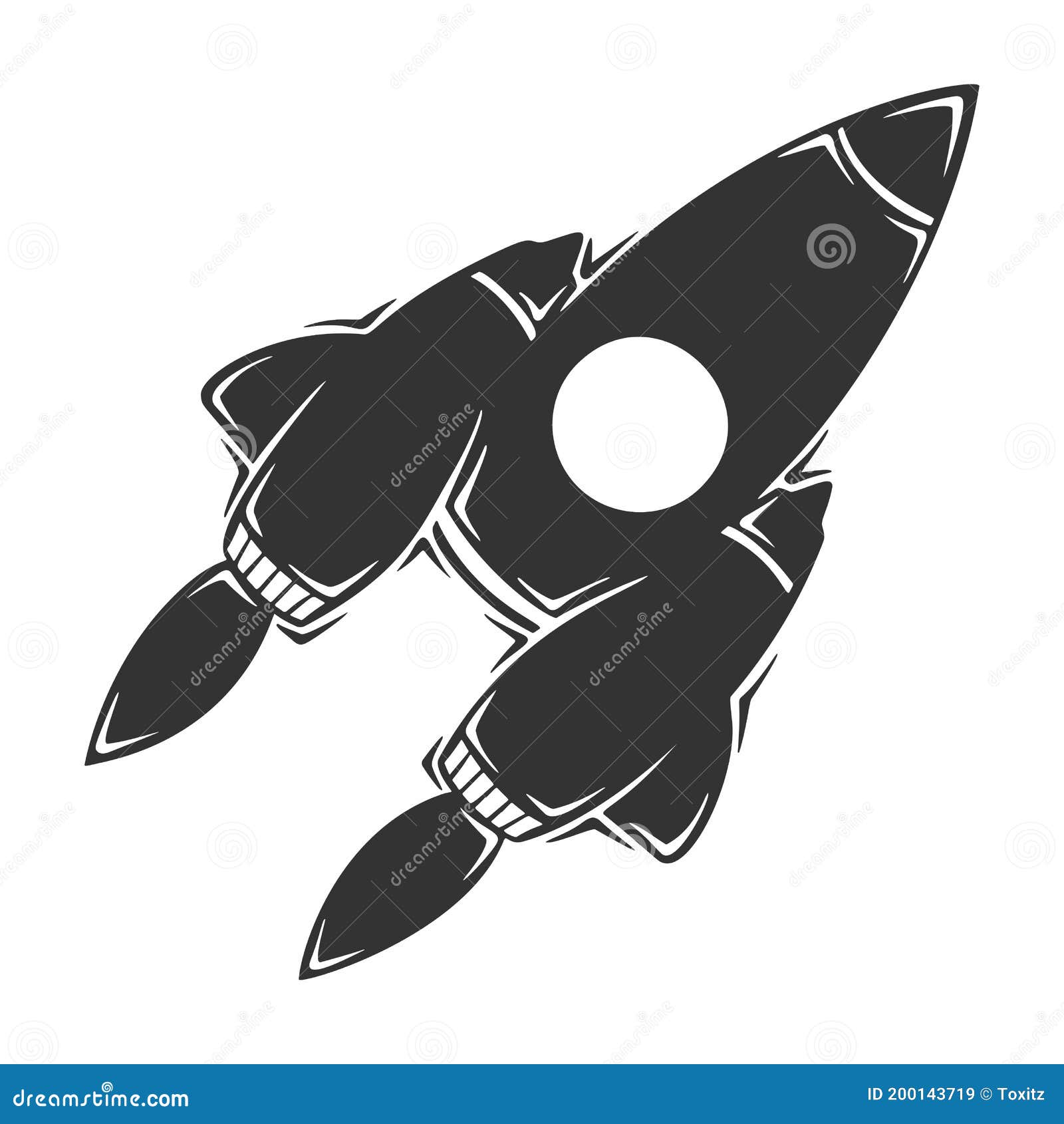 Hand Drawn Vector of Spaceship, Isolated on White Background Stock ...