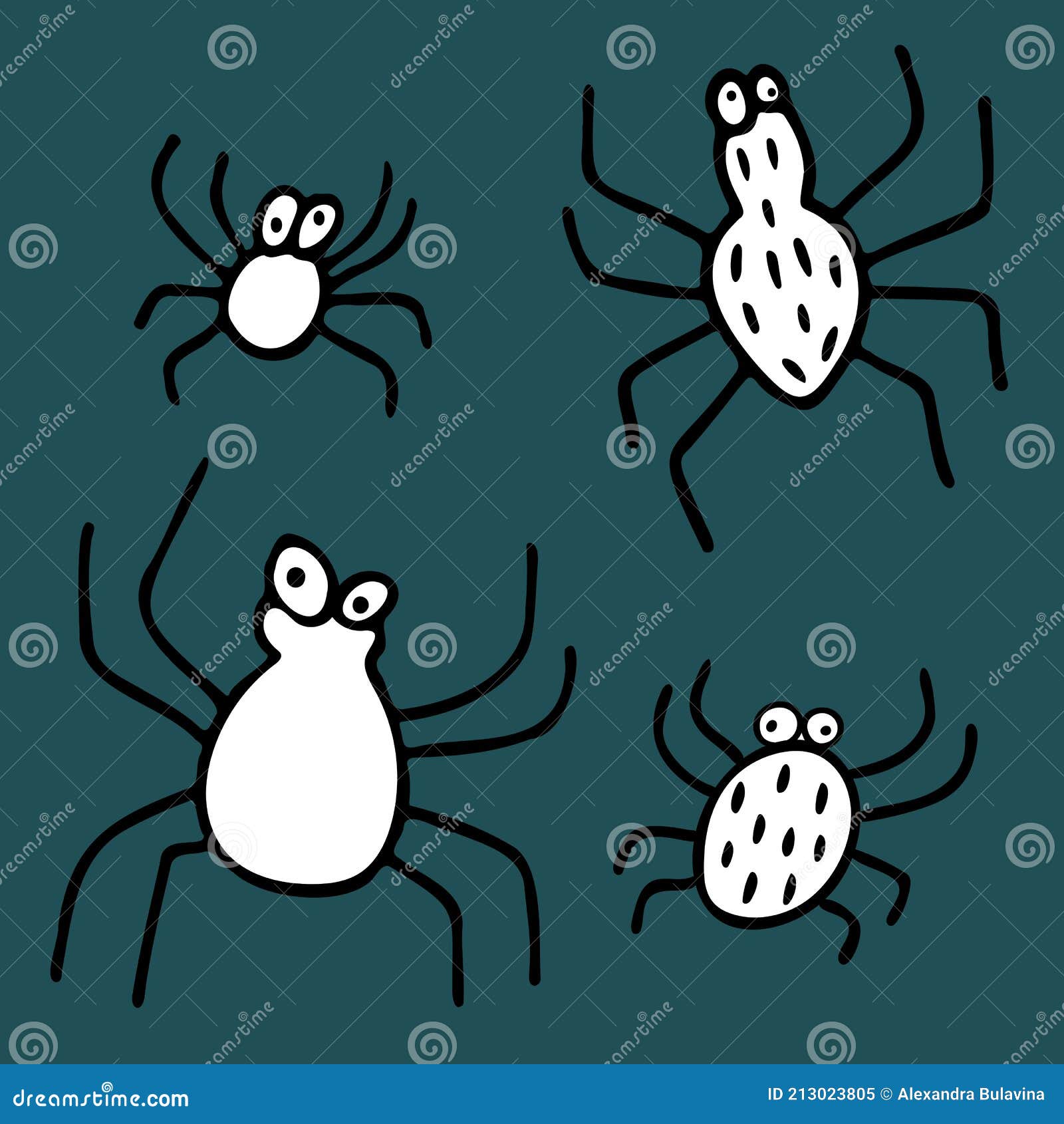 Hand Drawn Vector Spiders, Doodle Isolated Elements Stock Vector ...