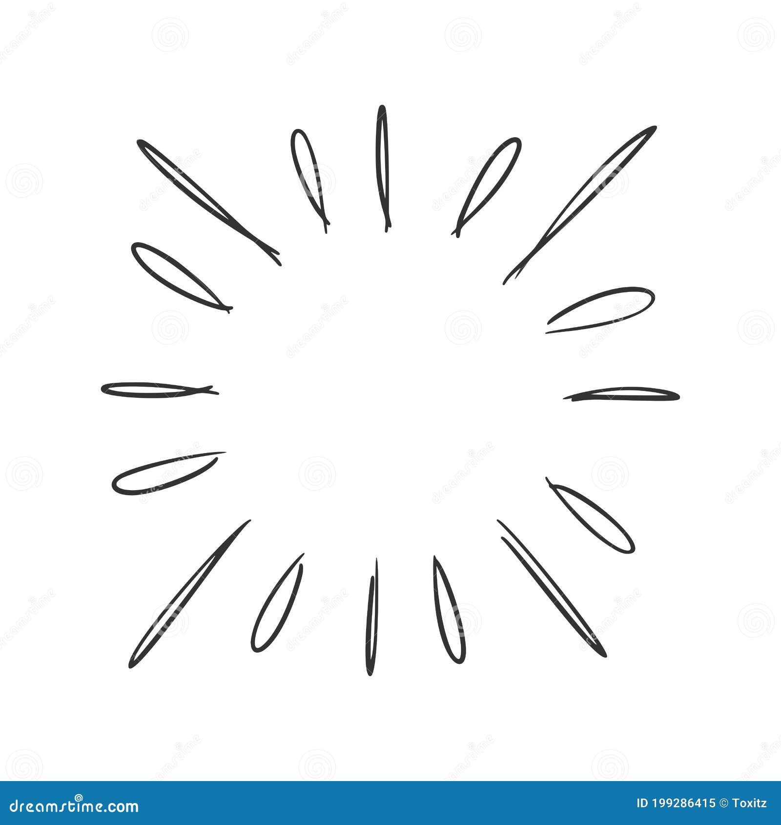 Hand Drawn Vector of Sunburst Template, Isolated on White Background ...