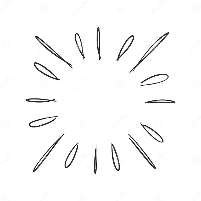 Hand Drawn Vector of Sunburst Template, Isolated on White Background ...